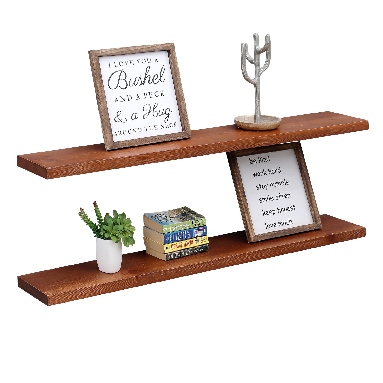 WELLAND Allen 8" Deep Floating Shelves Reclaimed Wood Wall Shelf Rustic ...
