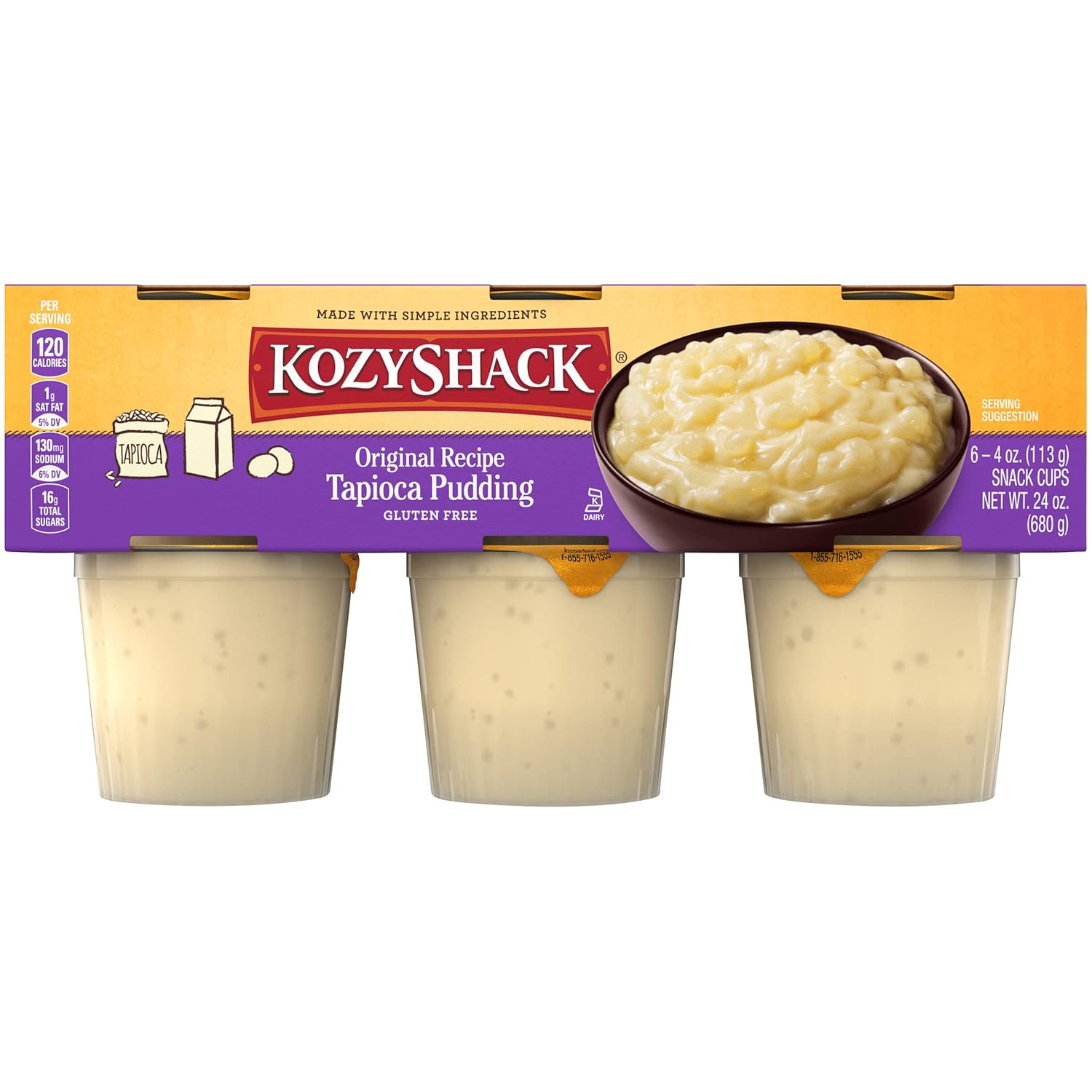 Amazon.com: Kozy Shack Tapioca Pudding Multipack, 23.92 Oz, 6 Count ...