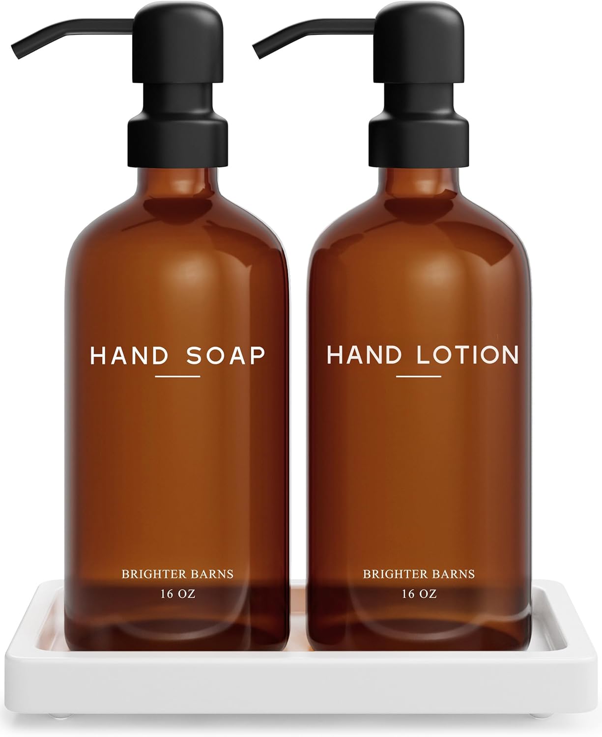 Amazon.com: Amber Glass Soap and Lotion Dispenser Set with Tray by ...