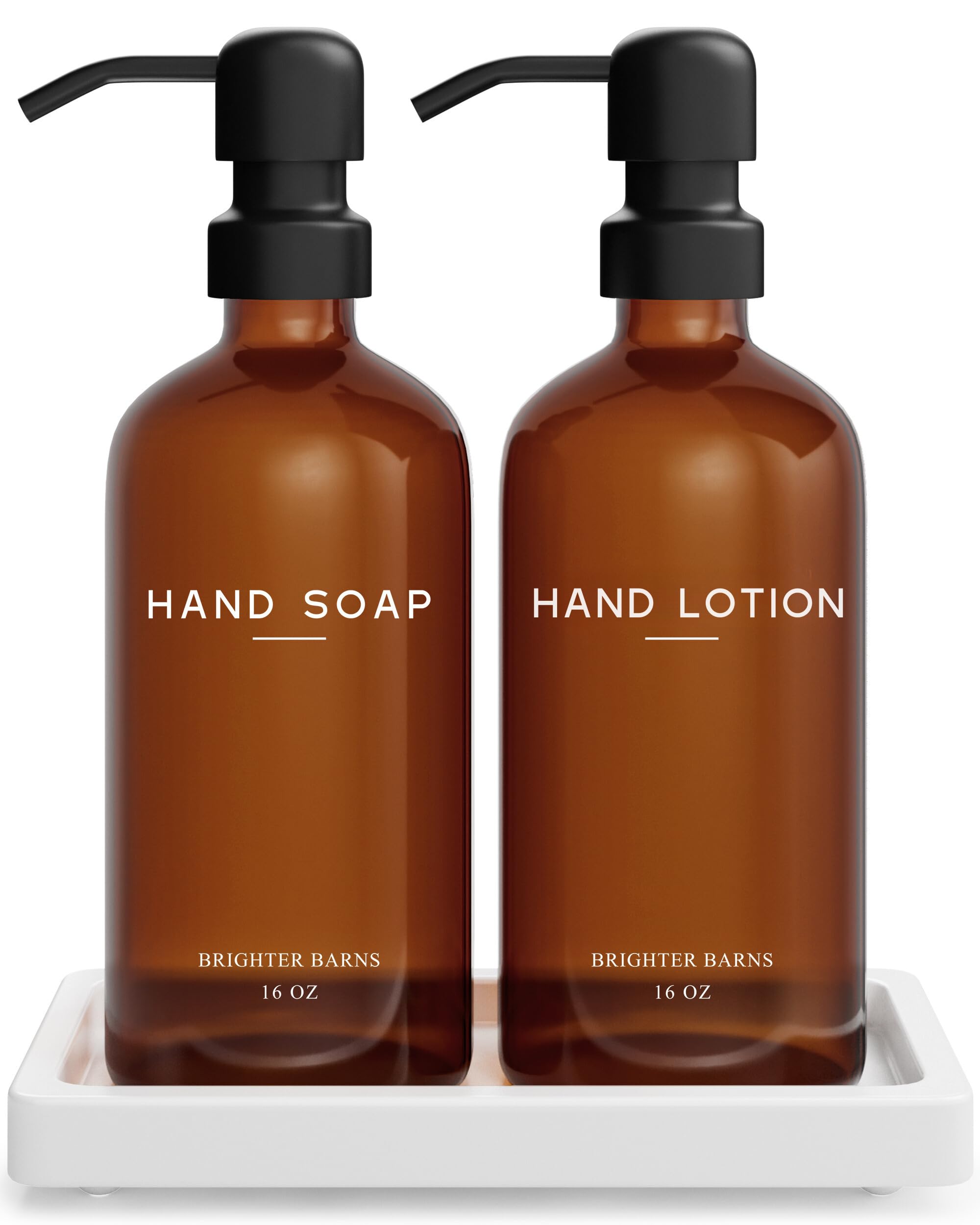 Amazon.com: Amber Glass Soap and Lotion Dispenser Set with Tray by ...