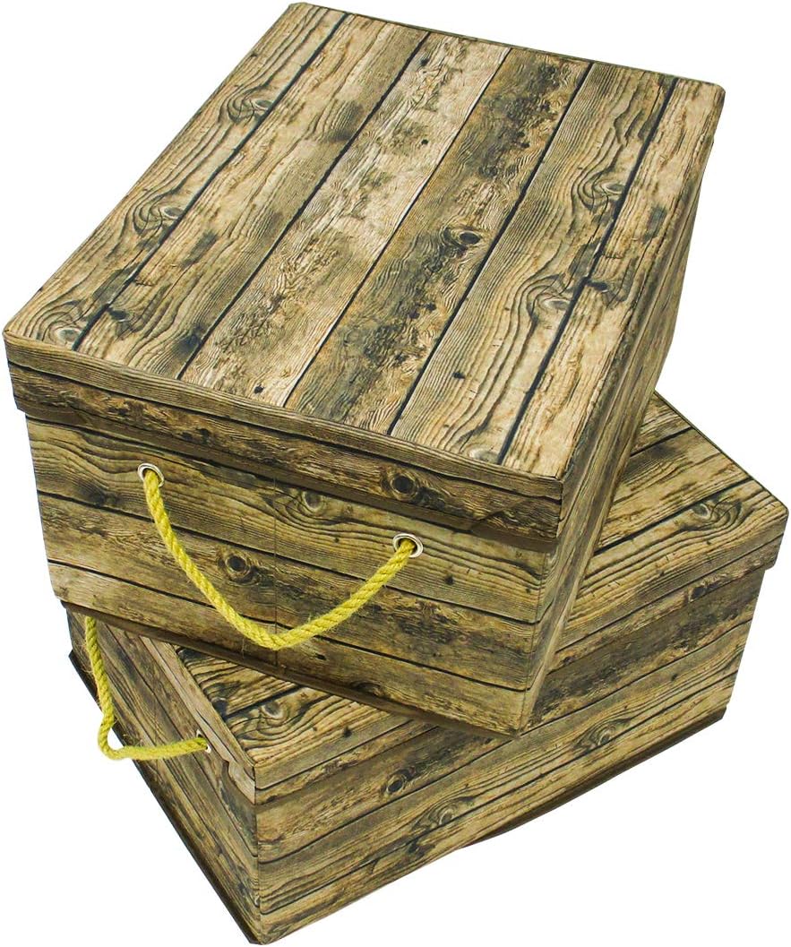 Amazon.com: Trademark Innovations Decorative Wood Look Storage Box Set ...