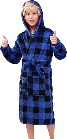 Amazon.com: Boys Robe, Kids Fleece Robe, Hooded Soft Warm Bathrobes ...