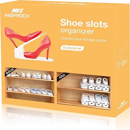 Amazon.com: ASkinds 4 Pack Shoe Stacker Slots Space Saver, Double Layer ...