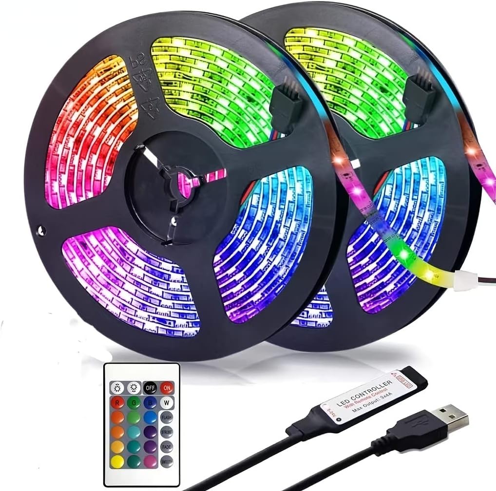 ENVEED 3pc LED Strip Lights, 32.8ft10m, RGB 2835 DC5V, IR Controller ...