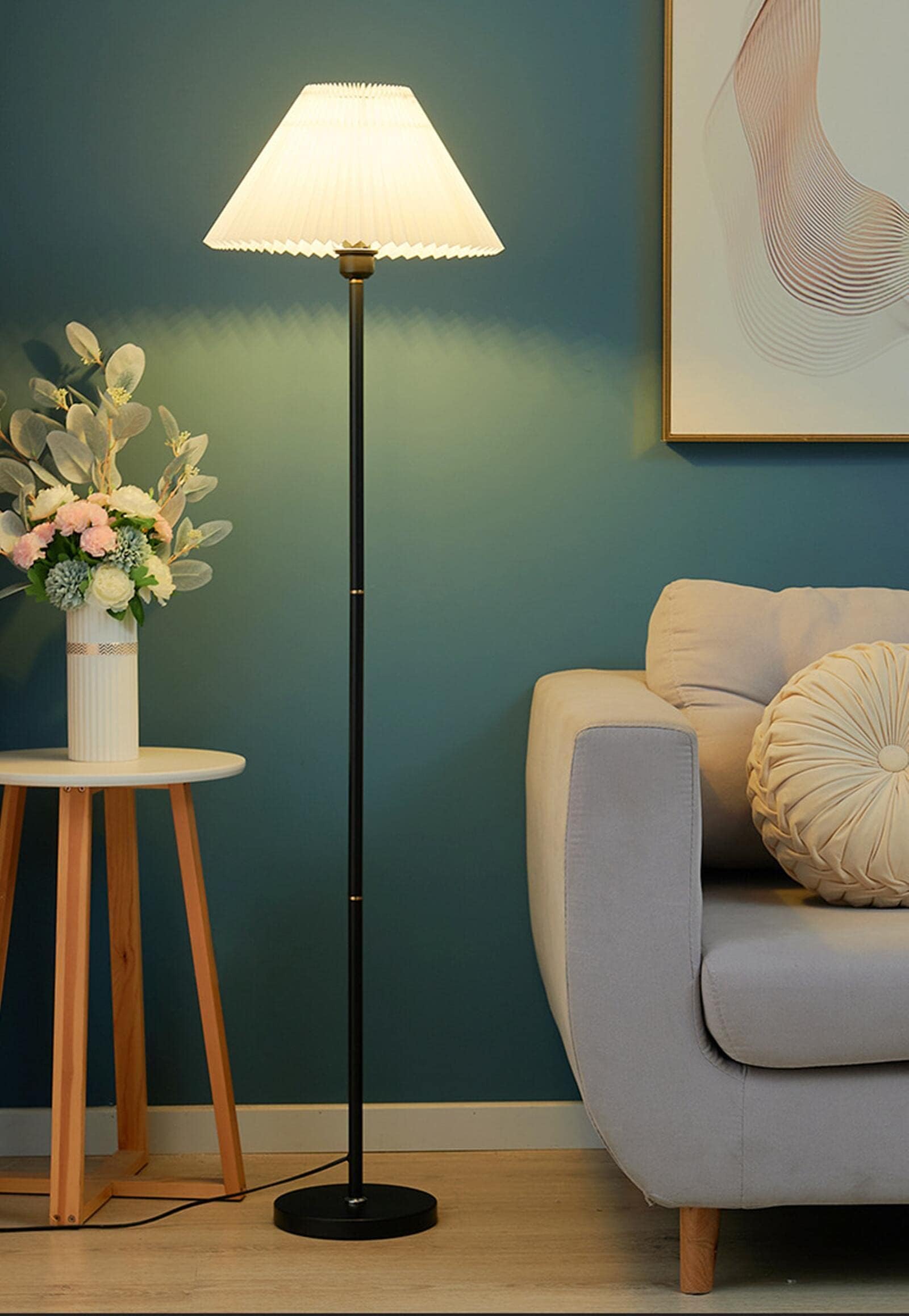 Amazon.com: Black Pole Floor Lamp Simple Design Tall Lamp with Shade ...