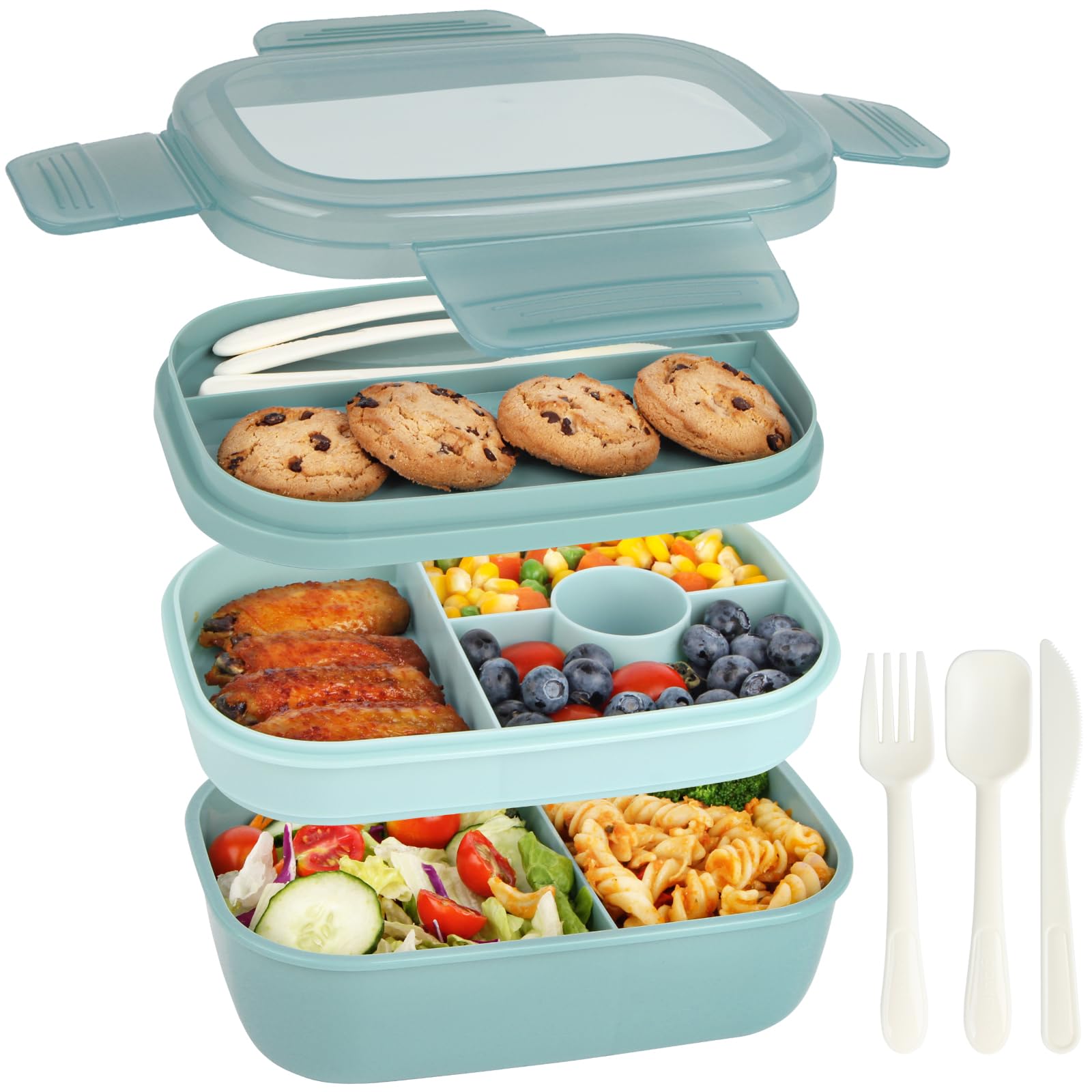 Pewwt Bento Box Adult Lunch Box,3 Layer Stackable Bento Lunch ...