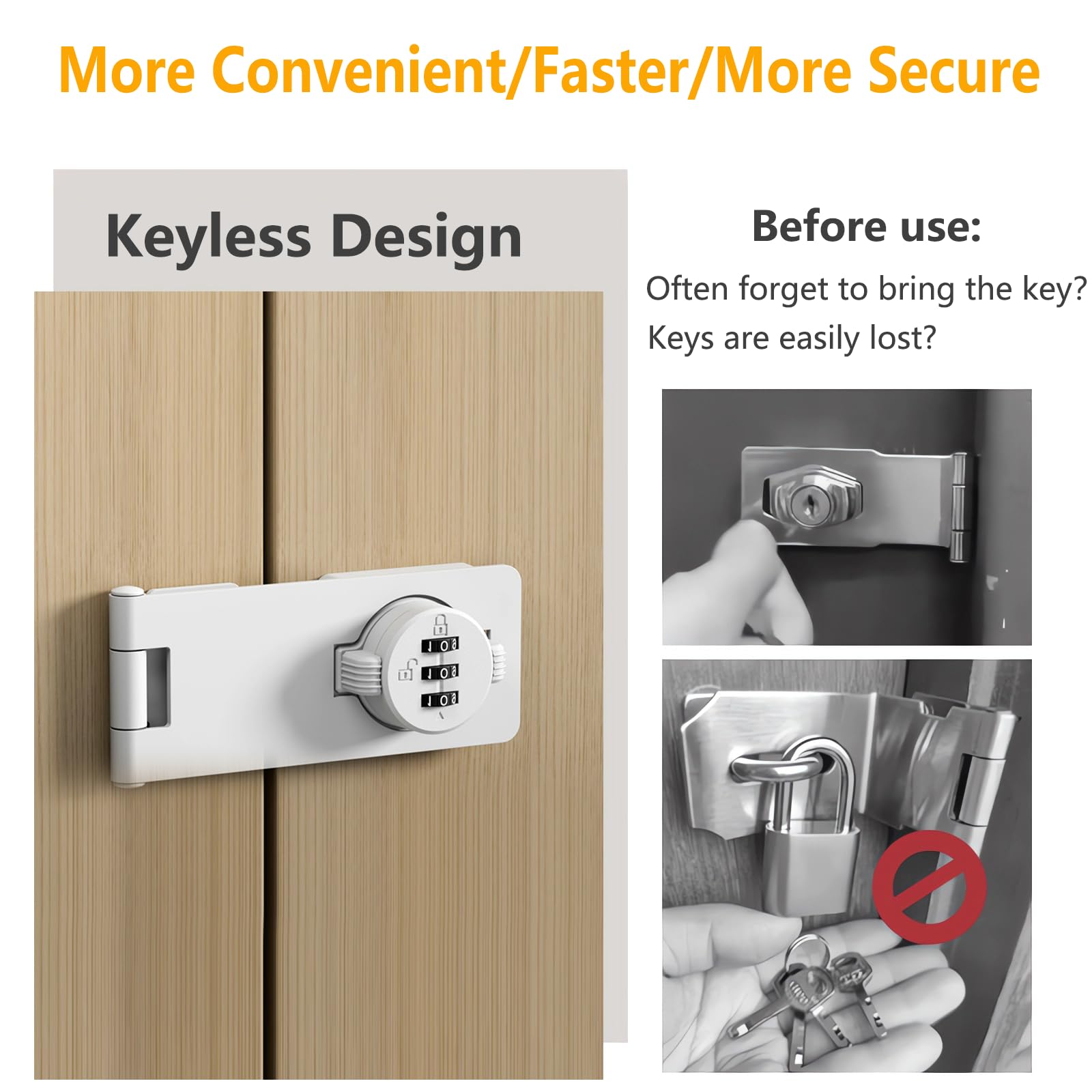 Snapklik.com : Bifold Door Lock - White Sliding Closet Locks For Double ...
