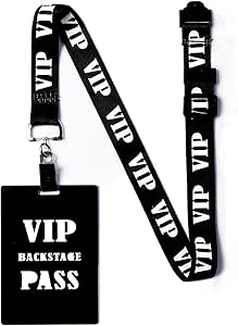 EASTEX 10Pcs VIP Badge Lanyard Adjustable Length Breakaway - Black VIP ...