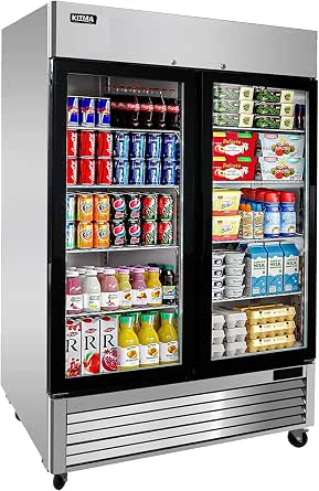 Amazon.com: KITMA 2 Glass Door Commercial Refrigerator, 49 Cu. Ft ...