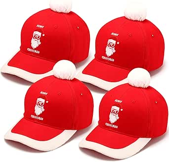JaGely 4 Pieces Christmas Santa Hat Christmas Hat Adult Xmas Cap ...