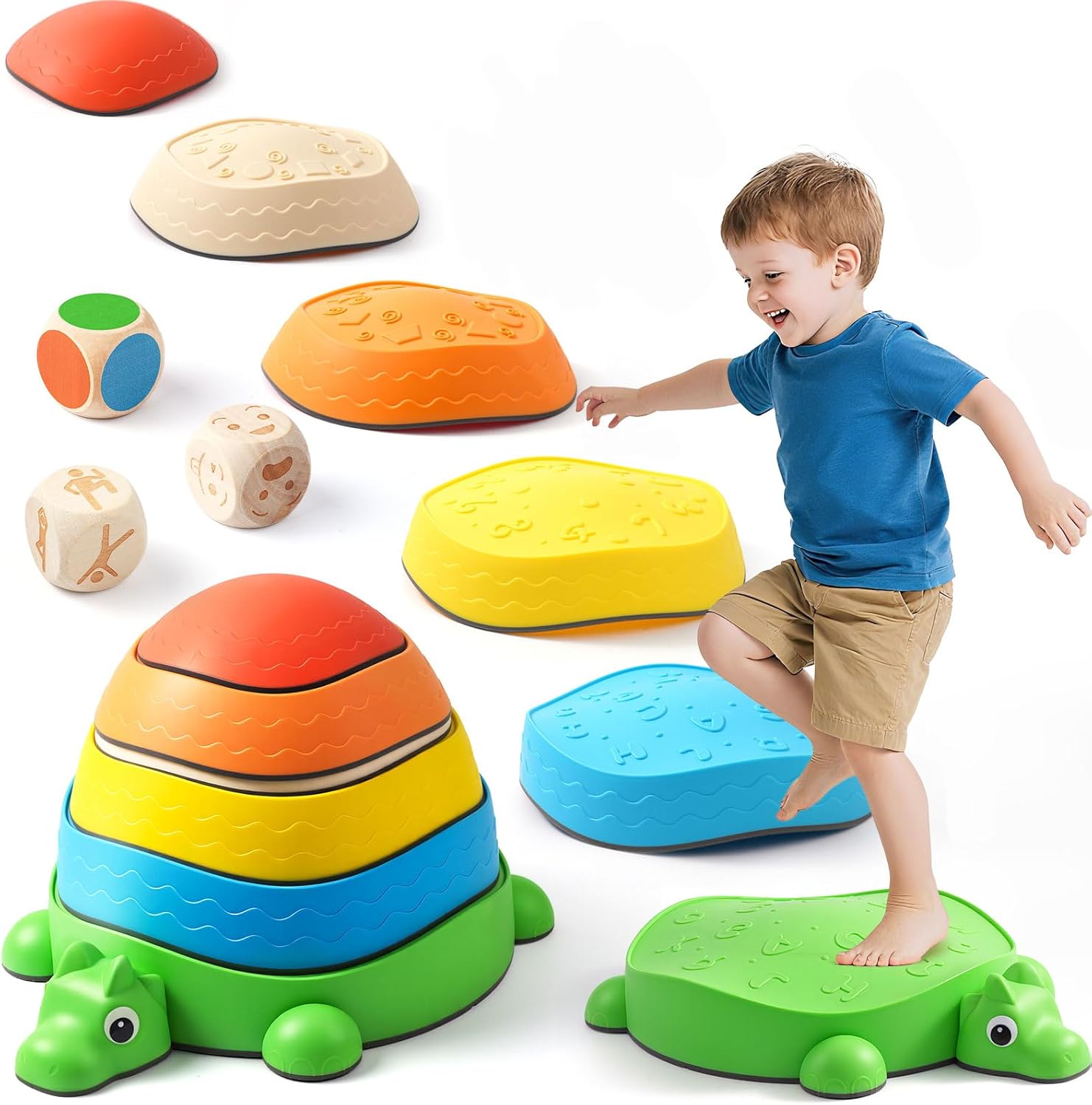 Amazon.com: Yeeammk 6PCS Dinosaur Stepping Stones for Kids with 3 ...
