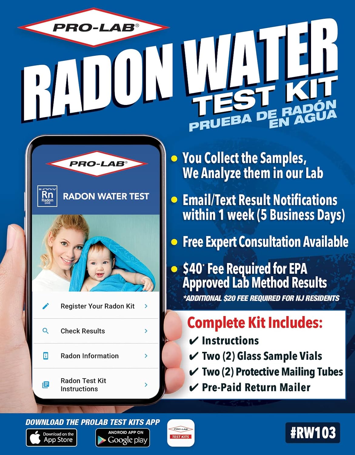 Buy Pro-Lab RW103 Radon In Water Do It Yourself Test Kit Online at ...