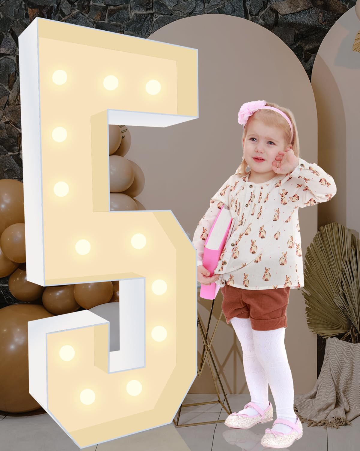 Amazon.com: 4FT Plastic Marquee Numbers 5 - Light up Numbers Are Made ...