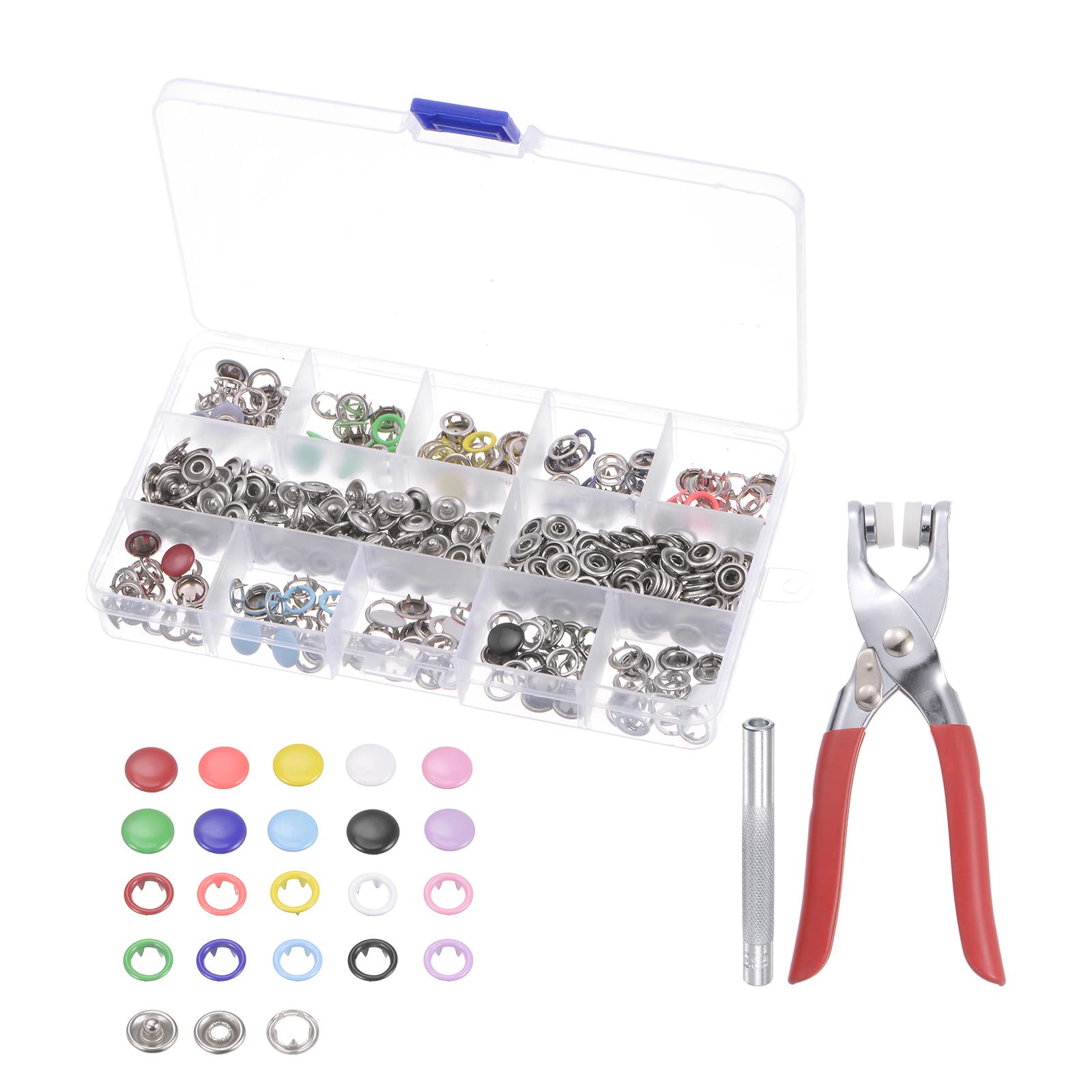 Amazon.com: uxcell 402pcs Metal Snaps Buttons Kit 50 Sets 9.5mm Hollow ...