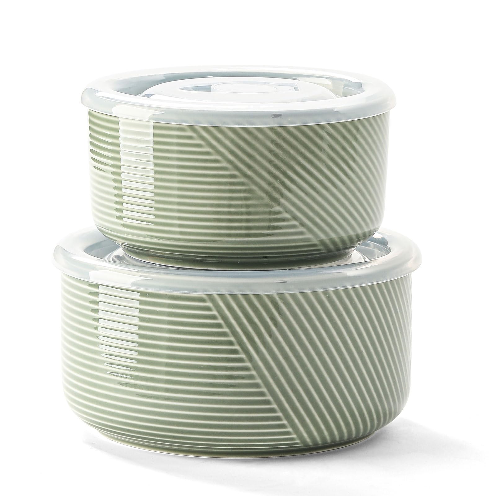 Amazon.com: Adewnest Ceramic Nesting Bowls with Lid: Microwave Safe ...