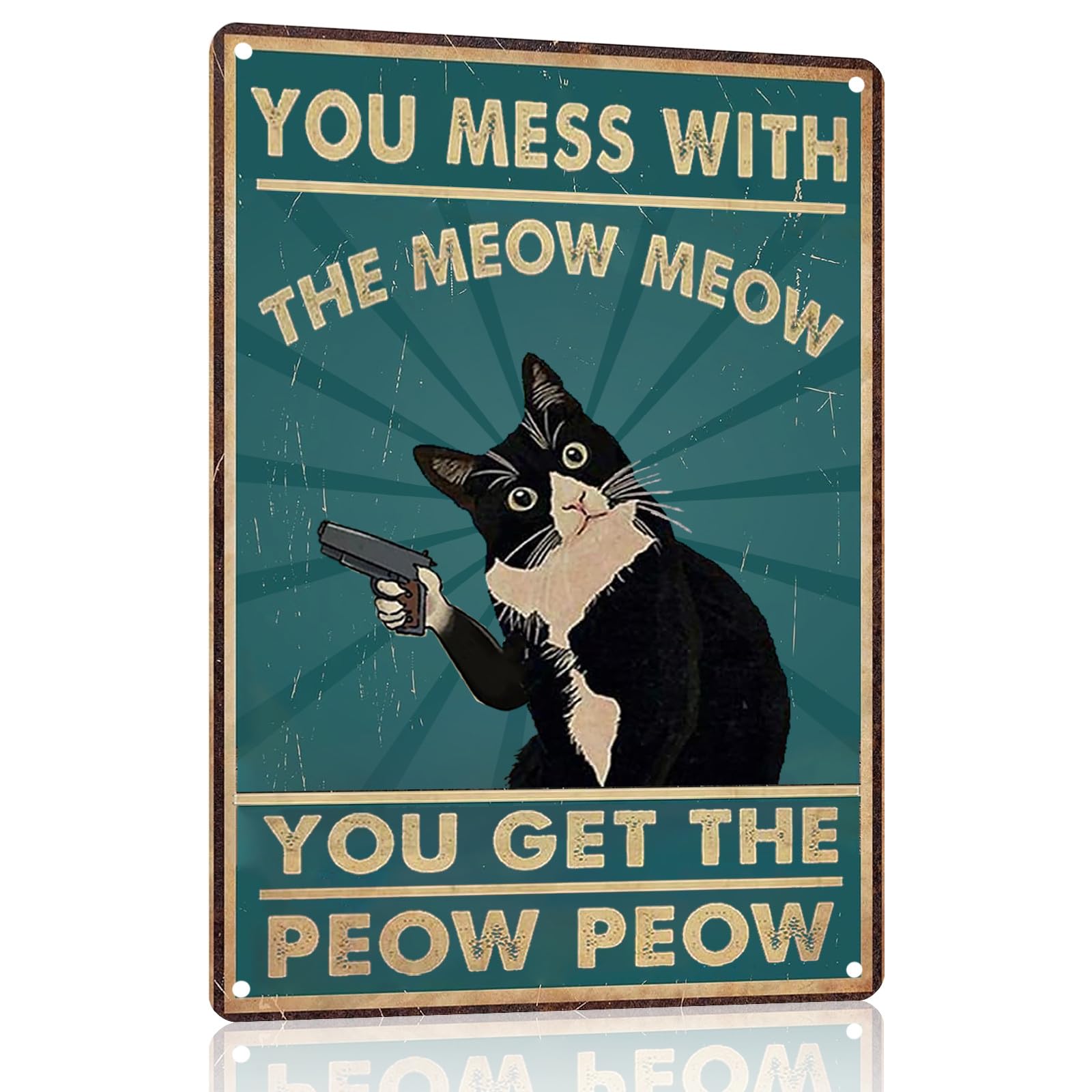 Amazon.com: Funny Cat Sign Vintage Cat Wall Art Cat Metal Tin Signs Cat ...