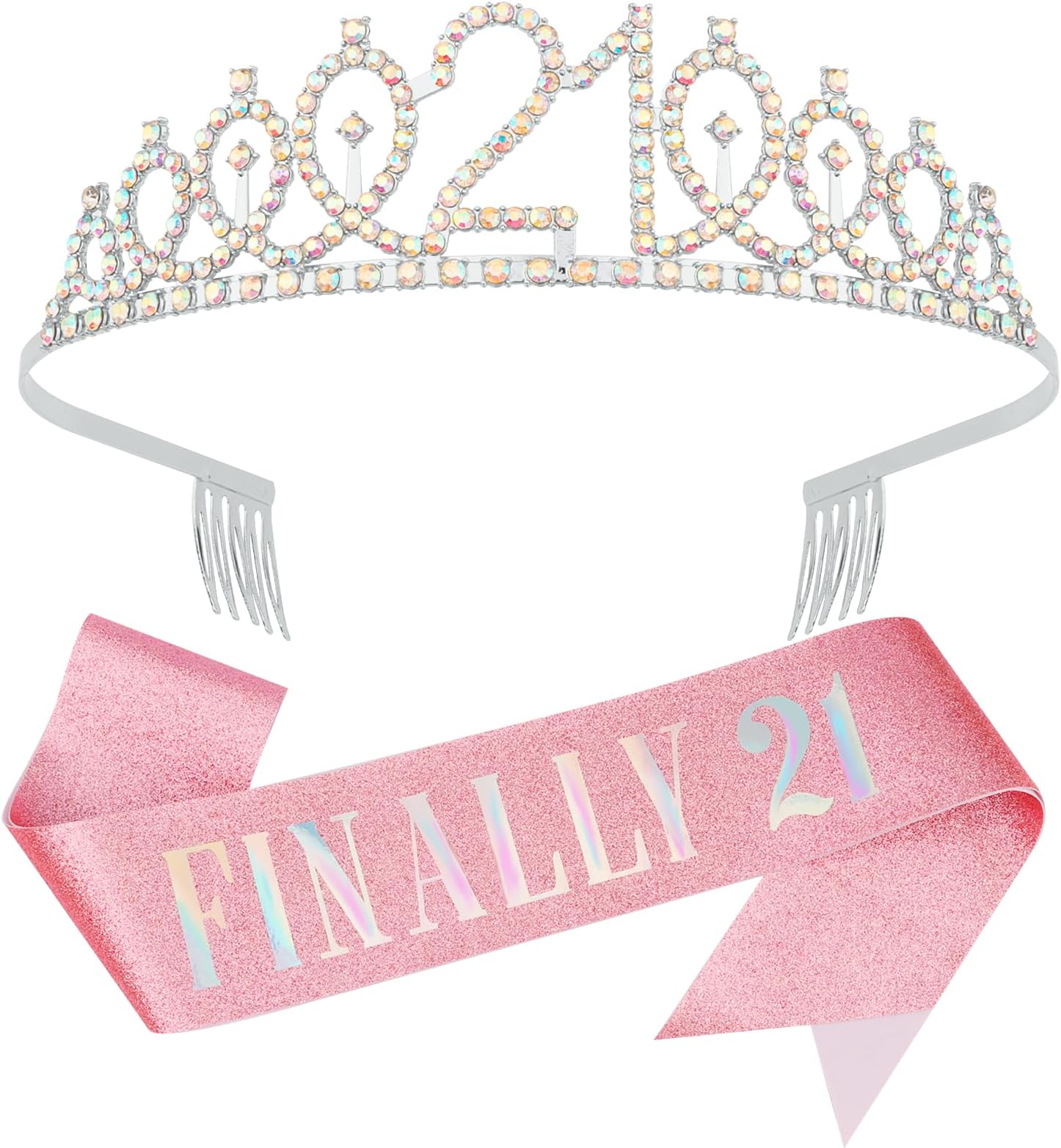 Amazon.com: KICOSY 21st Birthday Crowns and Sashes for Women, Princess ...