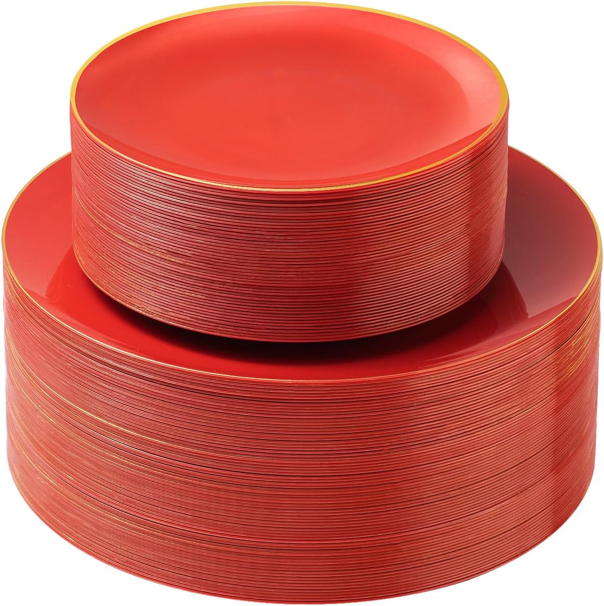 Amazon.com: U-QE 100PCS Red Plastic Plates - Heavy Duty Valentines ...