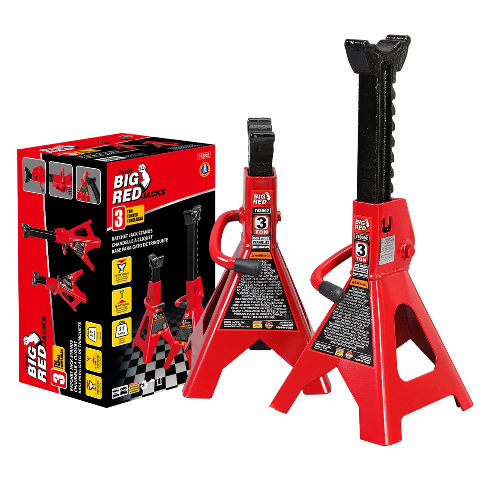 Amazon.com: BIG RED 3 Ton (6,600 LBs) Jack Stands, with Adjustable Lock ...
