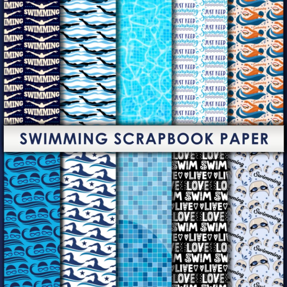 Swimming Scrapbook Paper: 20 Double Sided Sheets 8.5 x 8.5 for ...