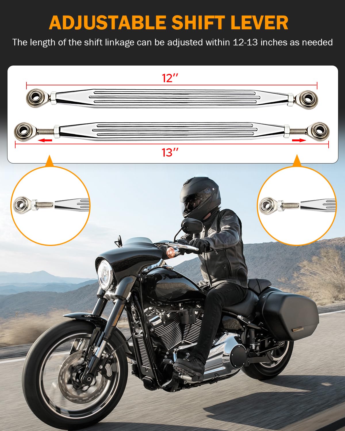 Snapklik.com : Chrome Shift Linkage Shifter Lever Compatible For Harley ...