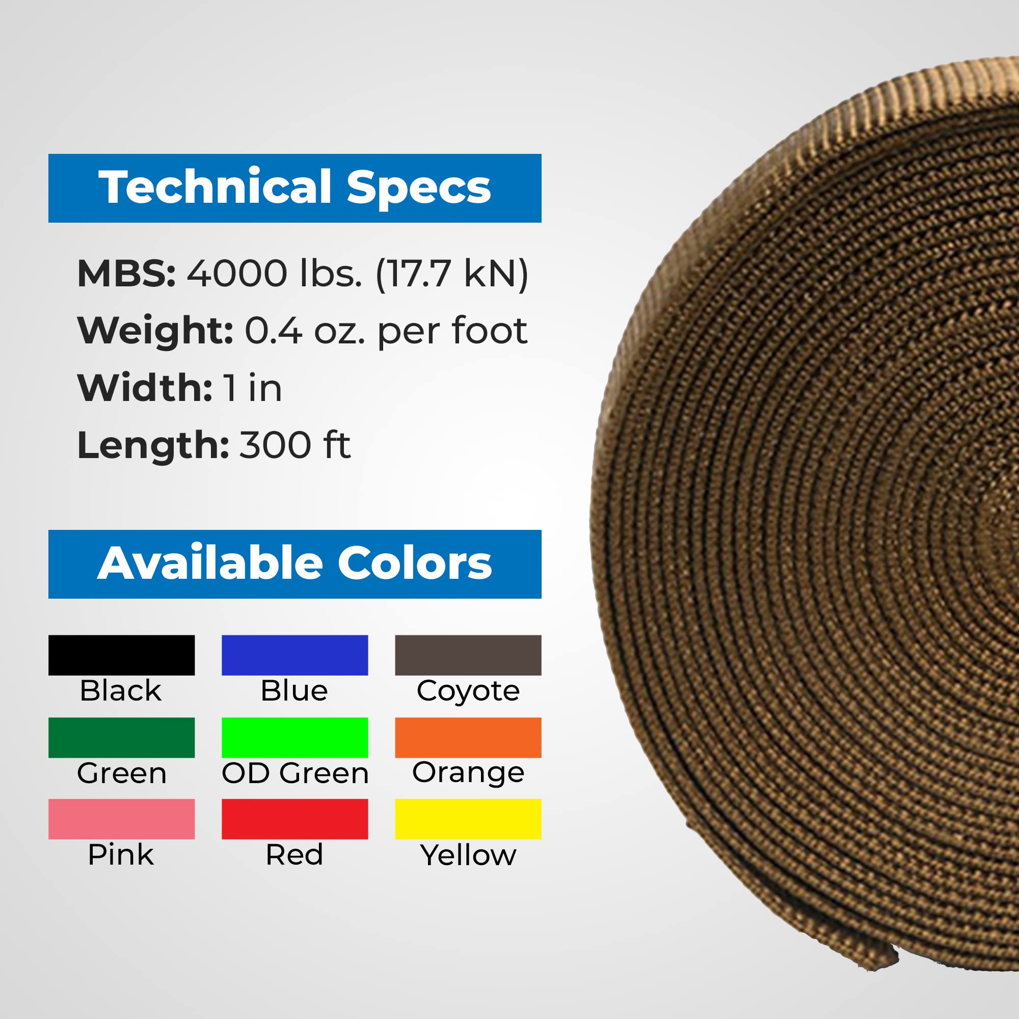 Snapklik.com : Rock-N-Rescue Heavyweight Nylon Tubular Webbing - 100 Feet