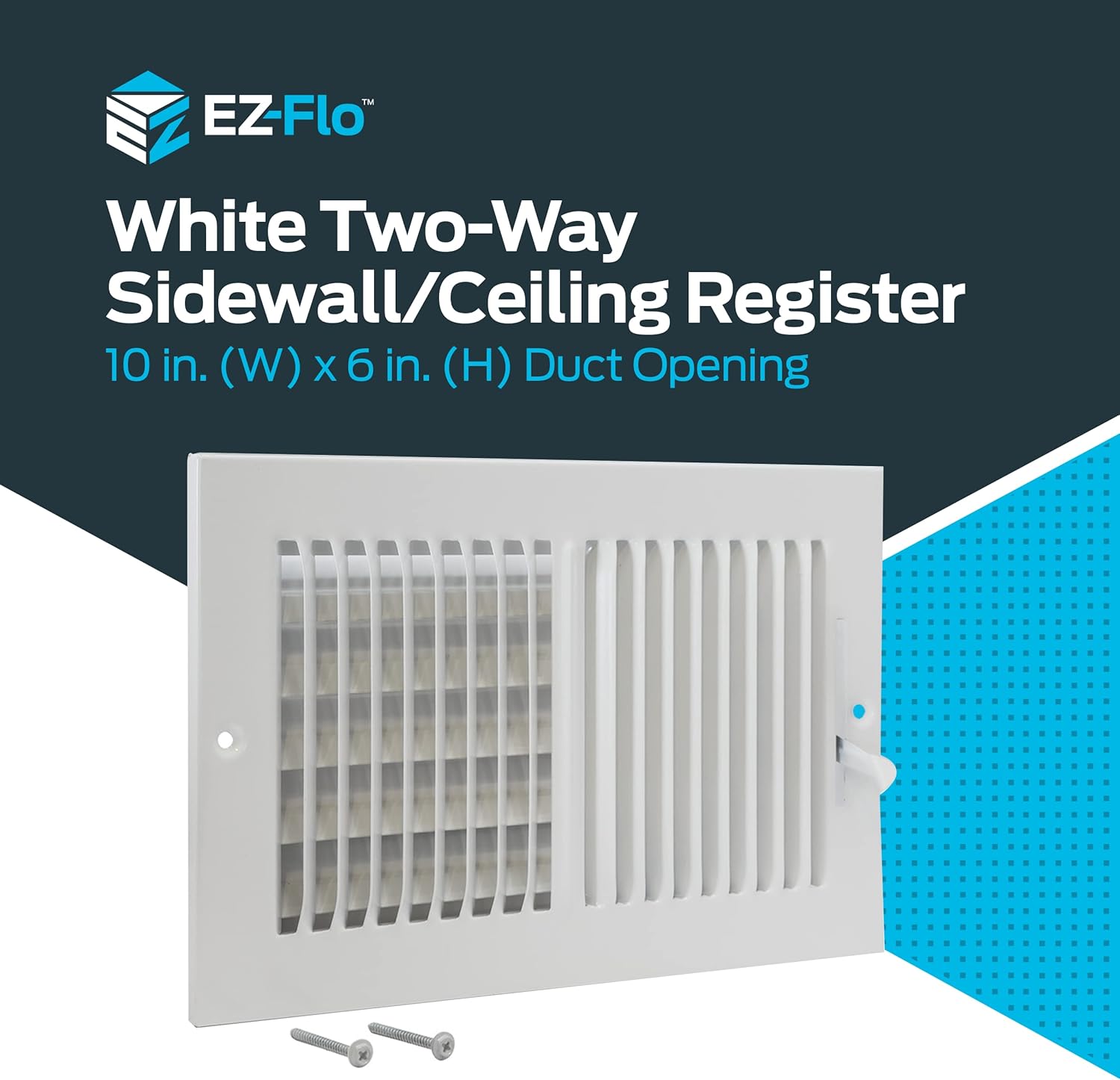 EZ-FLO 61610, White Two-Way Sidewall/Ceiling Register, 10 inch (W) x 6 ...