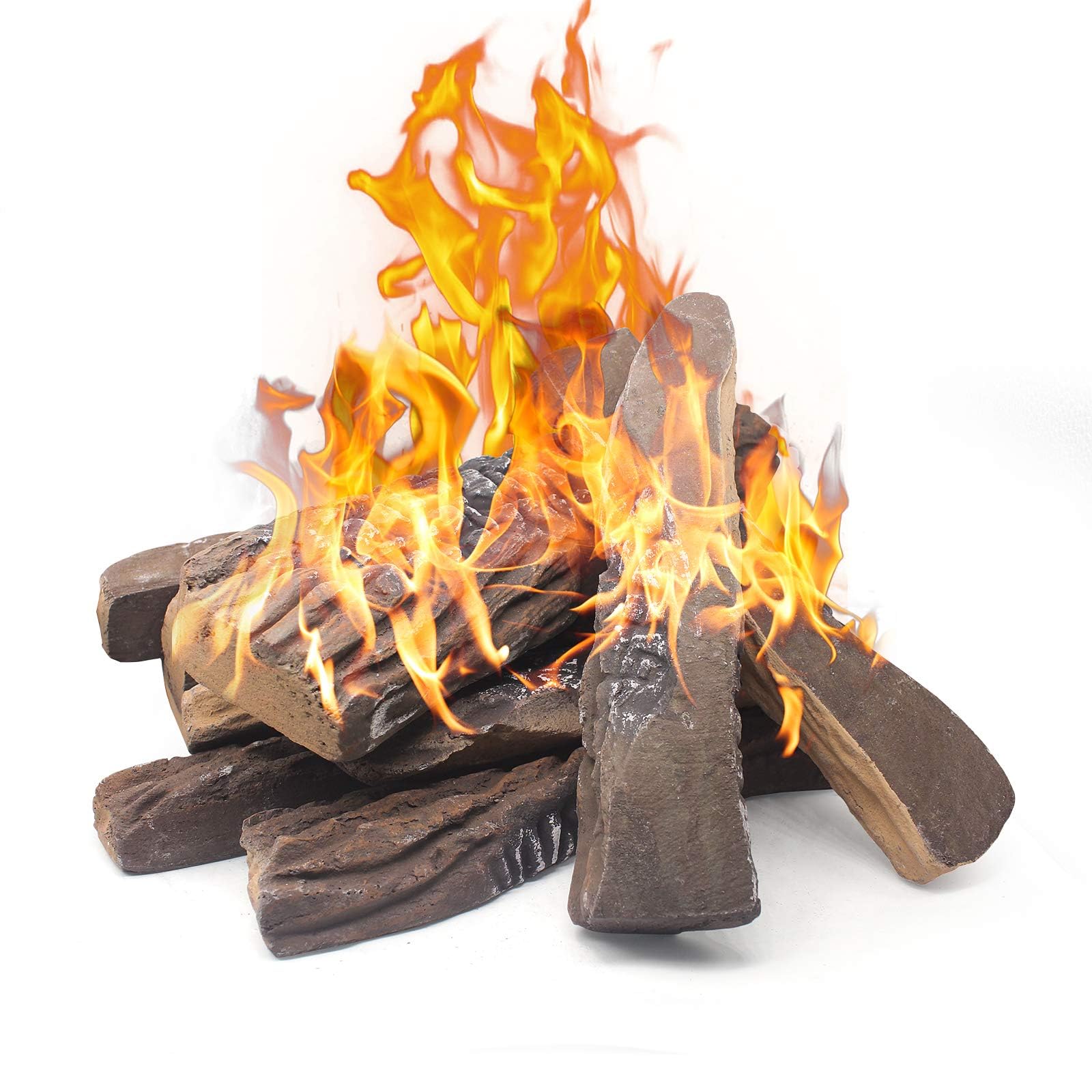 Amazon.com : Mr.Ton Gas Fireplace Logs,10pcs Large Ceramic Firepit Logs ...