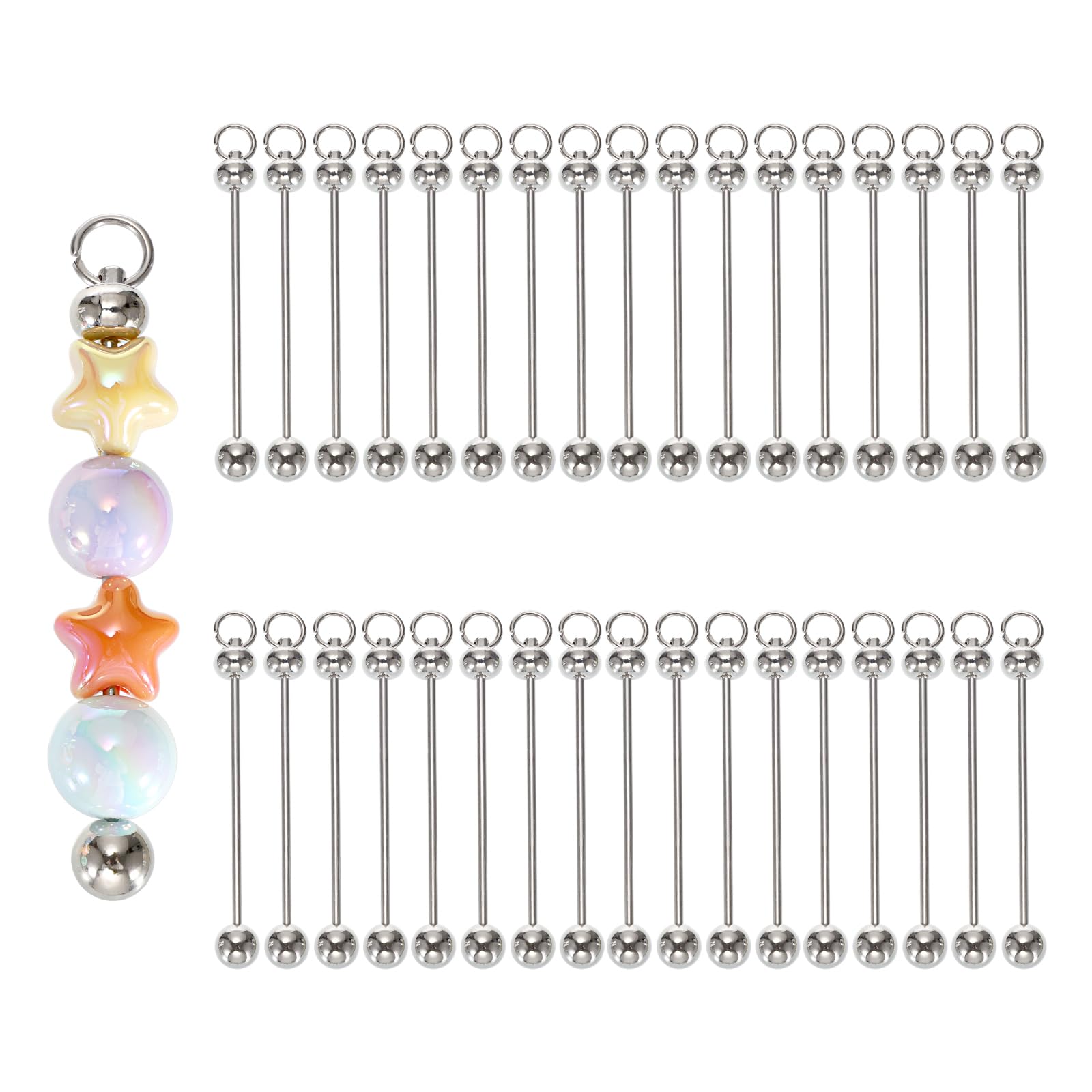 Amazon.com: OGANAZI 35 PCS Beadable Keychain Bars, Bulk Keychain Bars ...