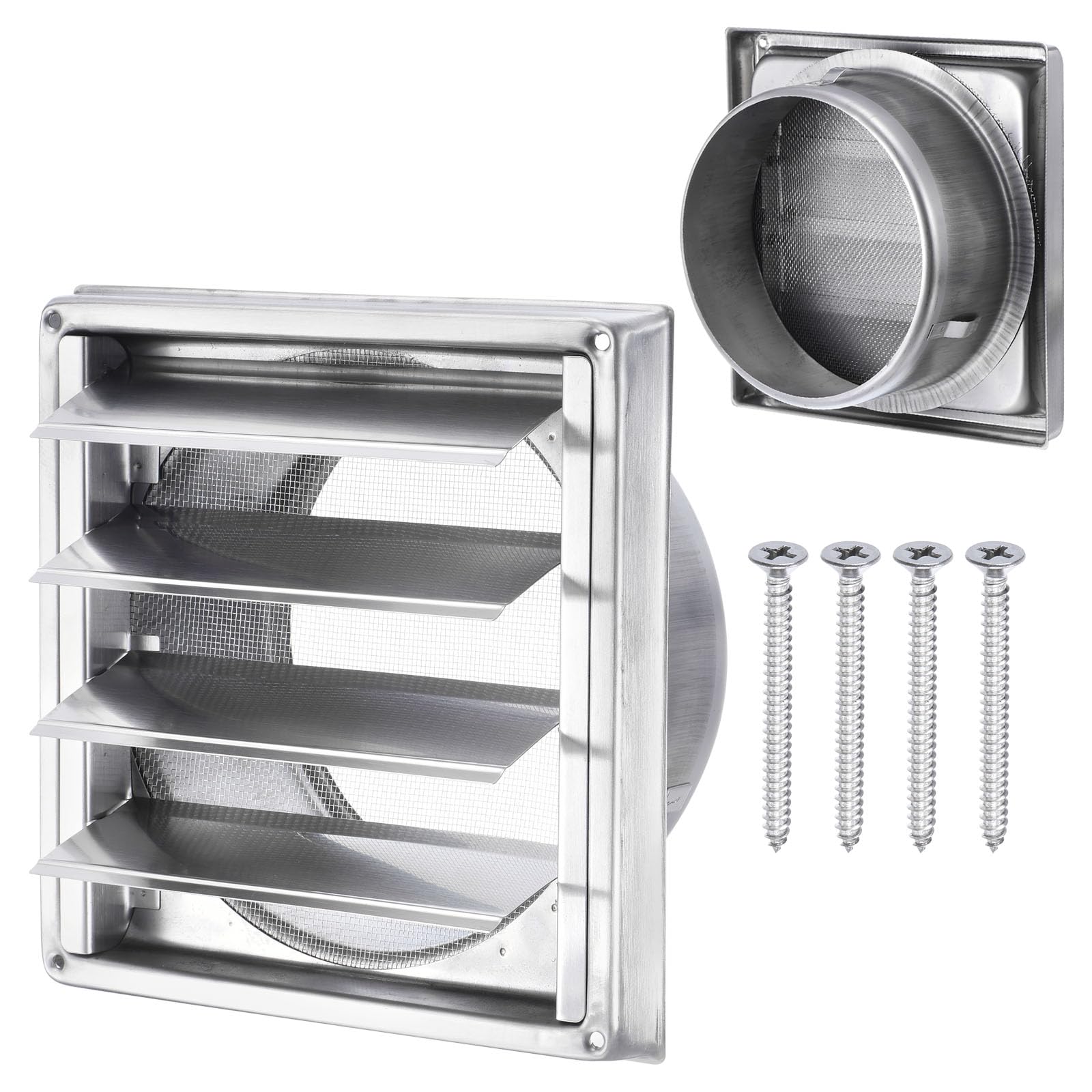 PATIKIL Dryer Vent Cover, 6 Inch, Stainless Steel Exterior Wall Outlet ...