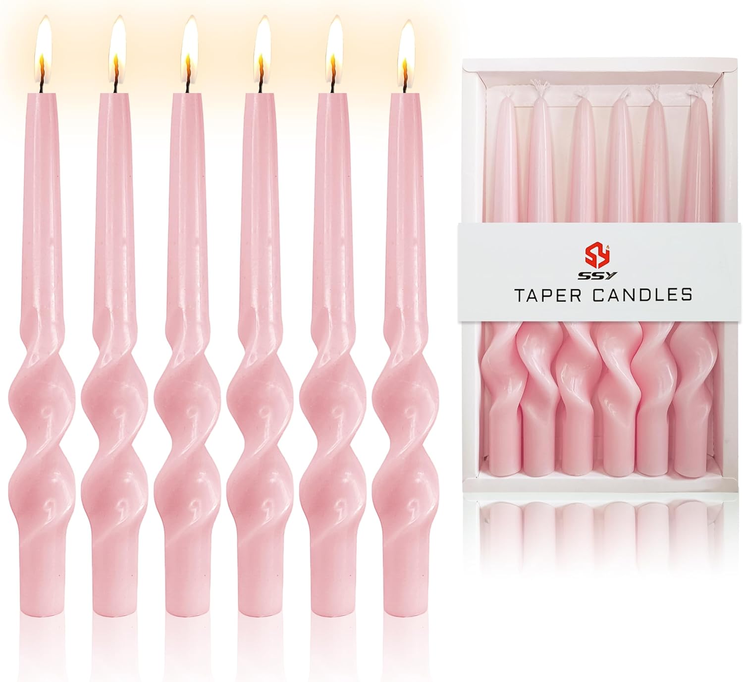 Amazon.com: 10 Inch Twisted Dinner Candles Pink Tall Candles 6 PCS ...