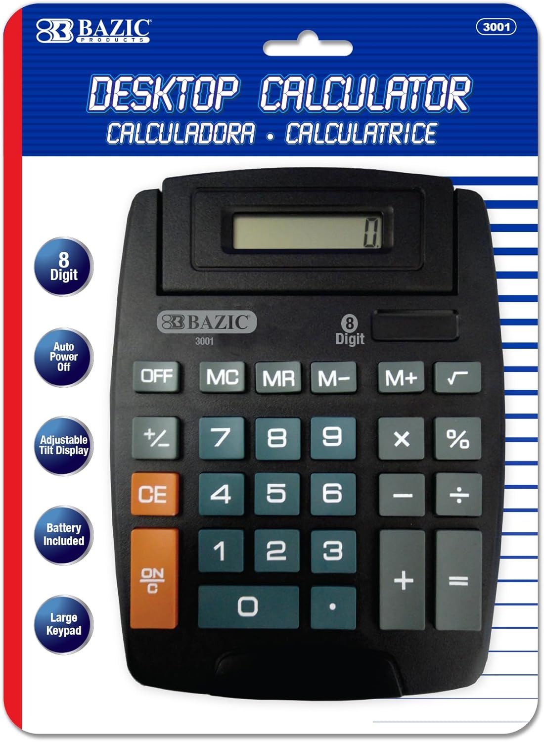 BAZIC 8-Digit Large Desktop Calculator, Black : Amazon.ca: Office Products