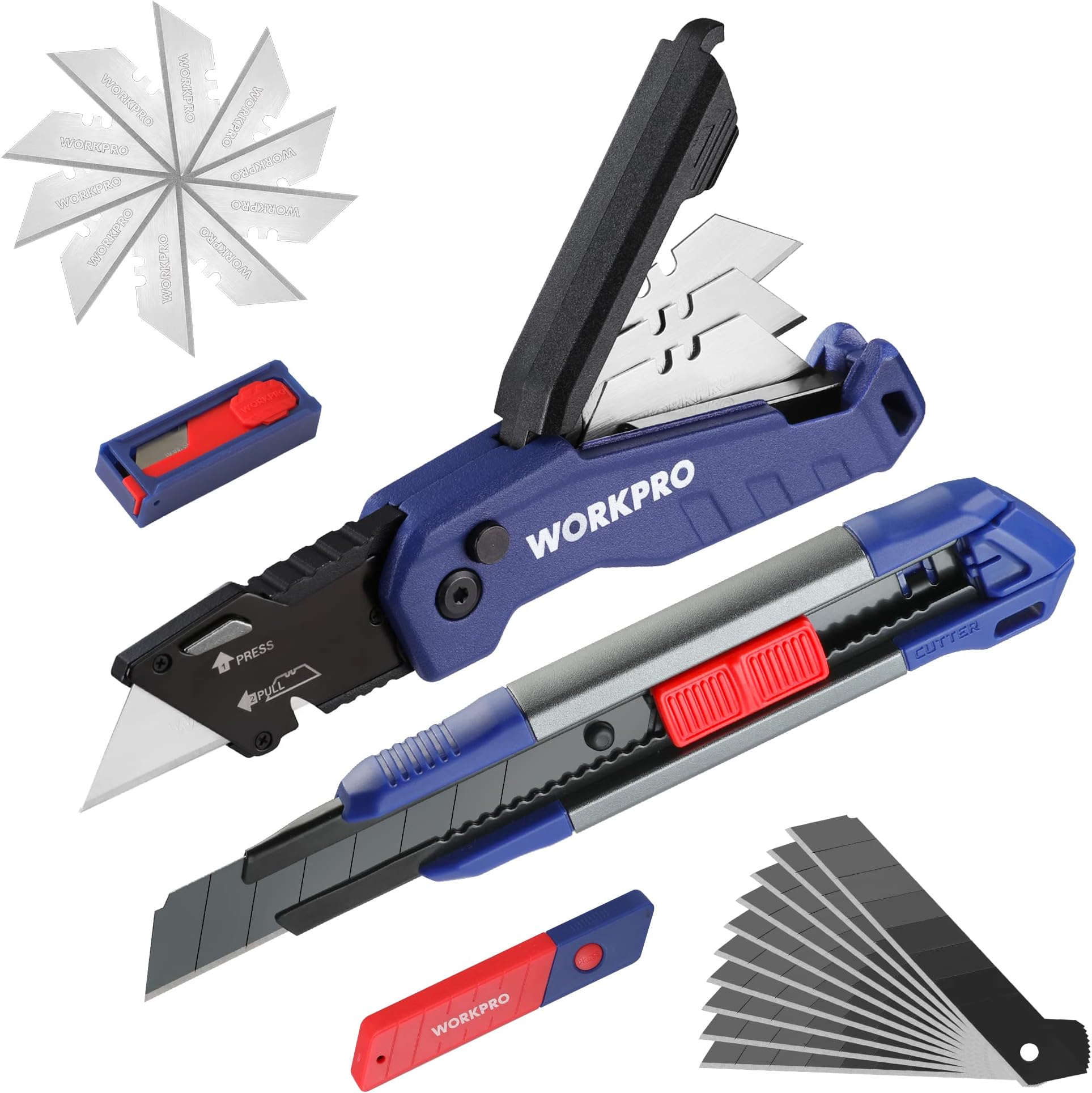 WORKPRO Cutter Utilitaire Couteau Pliant avec Mécanisme de Changement ...