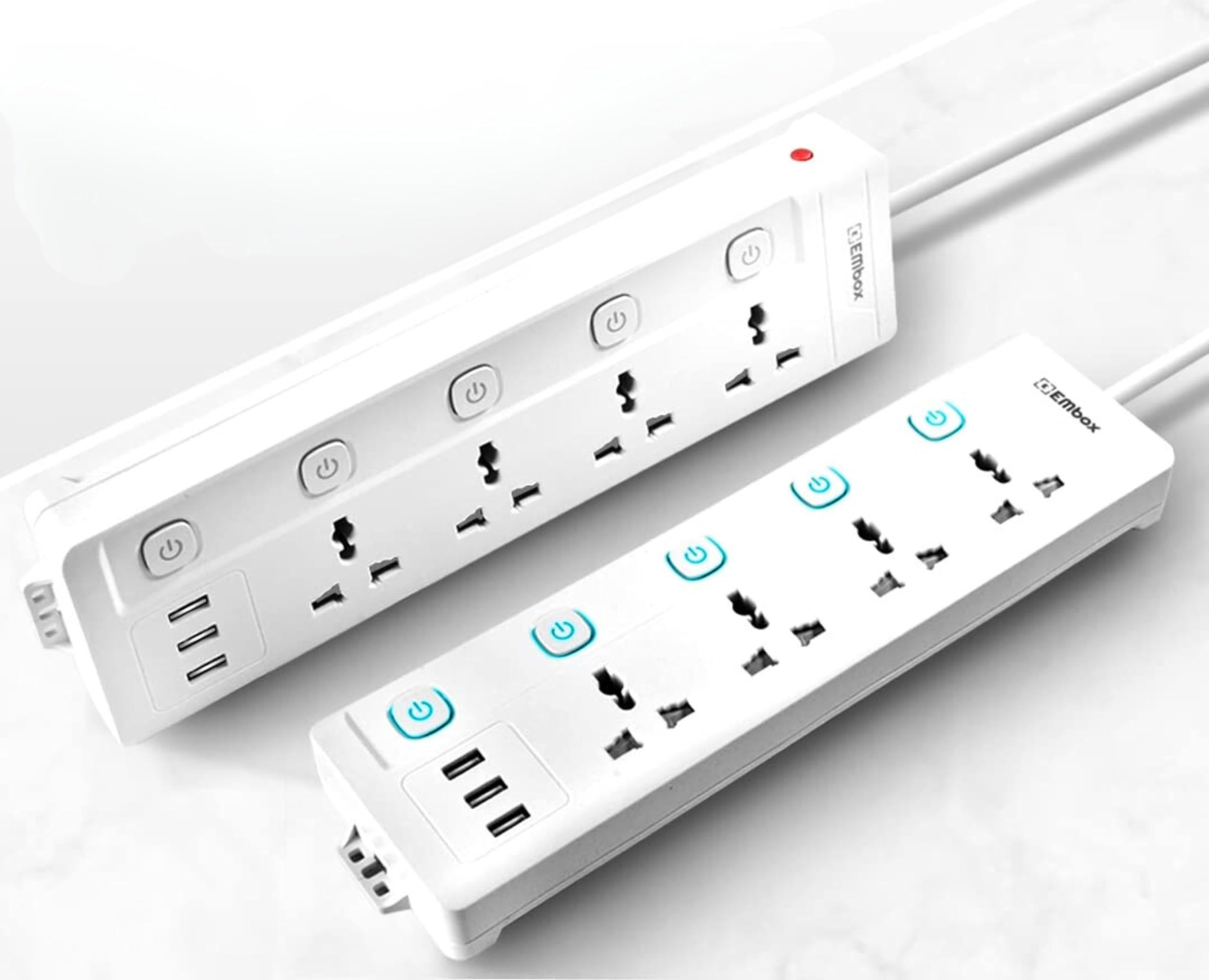 EMBOX 10A Extension Board with USB Port- 4 Universal Sockets and 3 USB ...