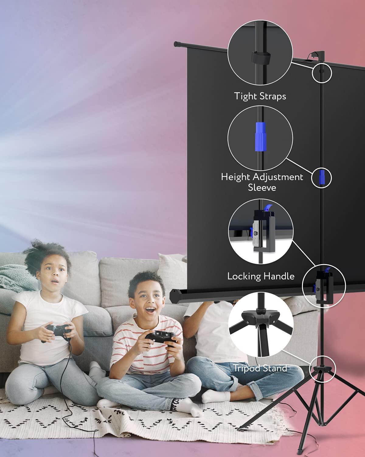 Projector Screen with Stand 84 inch - Indoor and Outdoor Projection ...