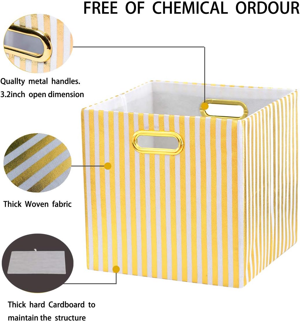 Baist Cube Storage Bins,Nice Foldable Square Gold Fabric Decorative ...