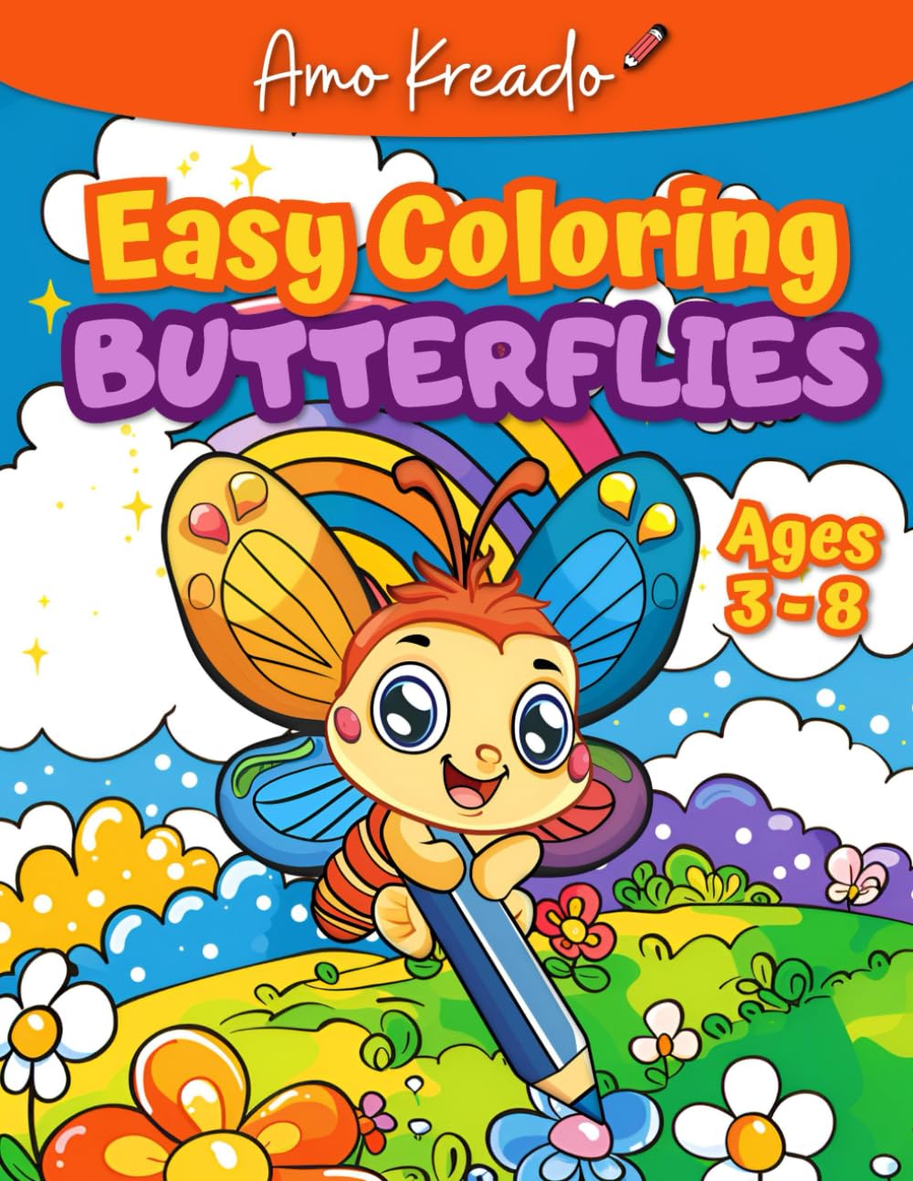 Easy Coloring Book - Butterflies for Kids Ages 3-8: Cute Style Coloring ...