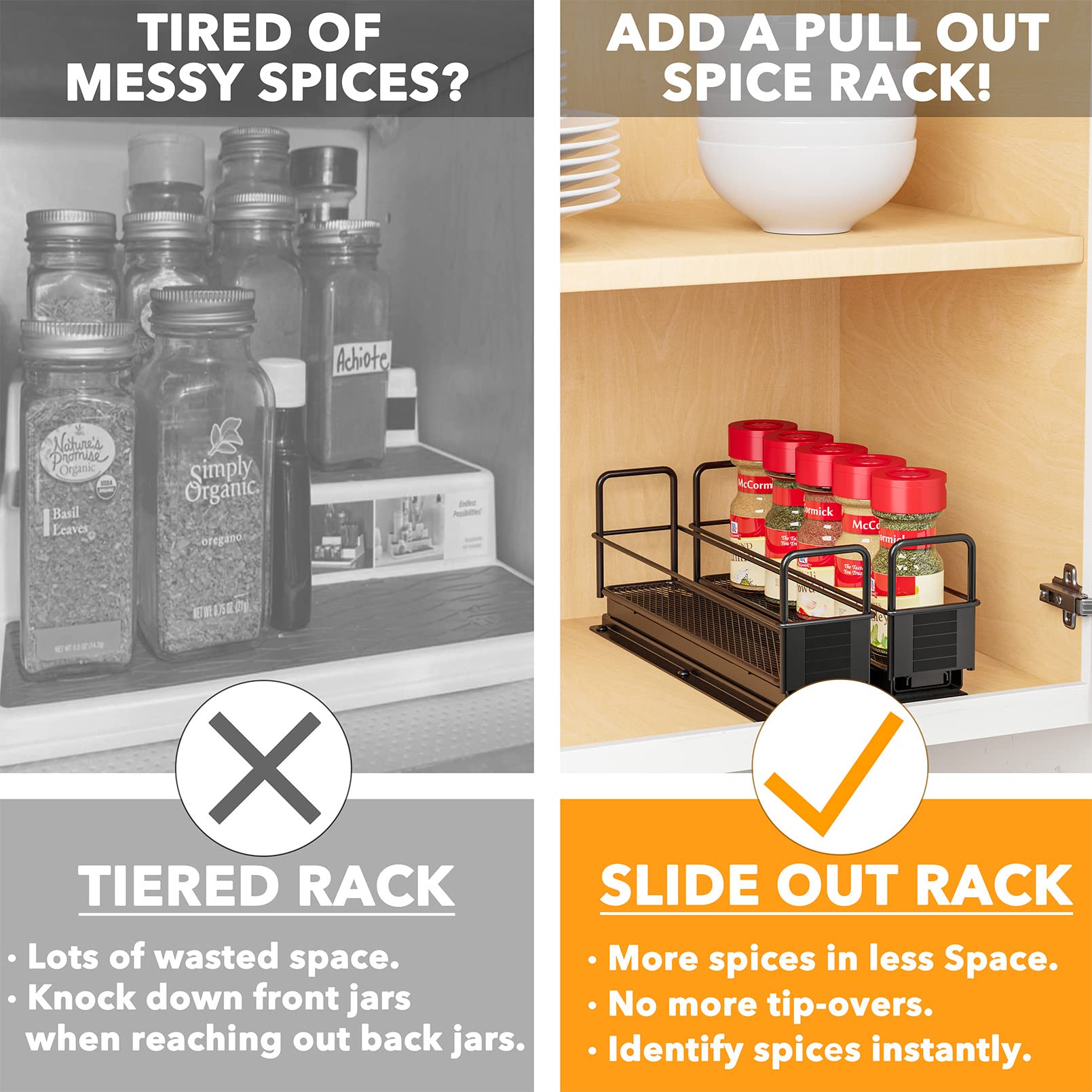 Snapklik.com : SpaceAid Pull Out Spice Rack Organizer For Cabinet ...