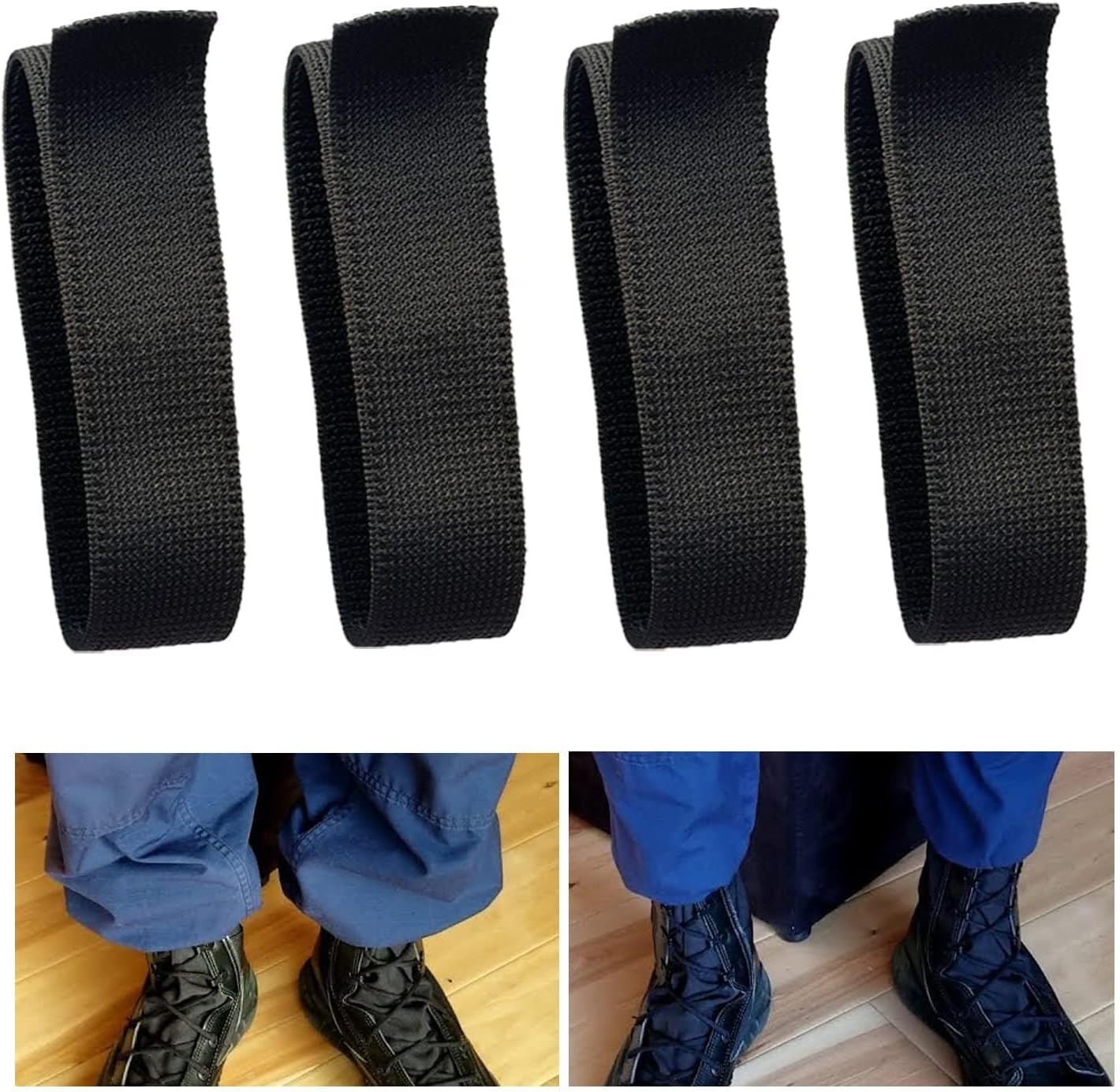 Black Boot Straps Elastic Military Boot Blousers Boot Bands for Cowboy ...