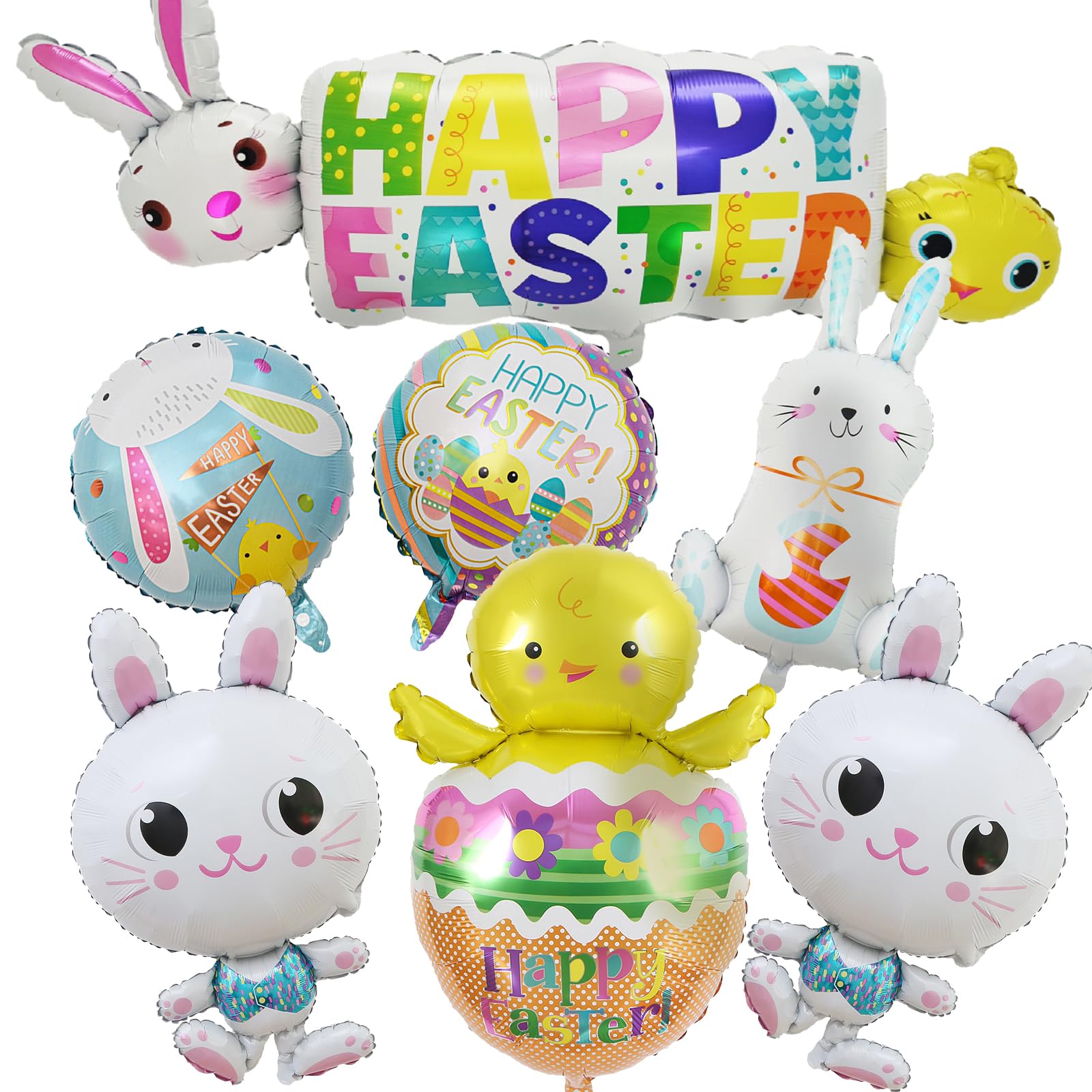 Amazon.com: 9 Pcs Easter Balloons, Large Foil Balloons Easter Bunny ...