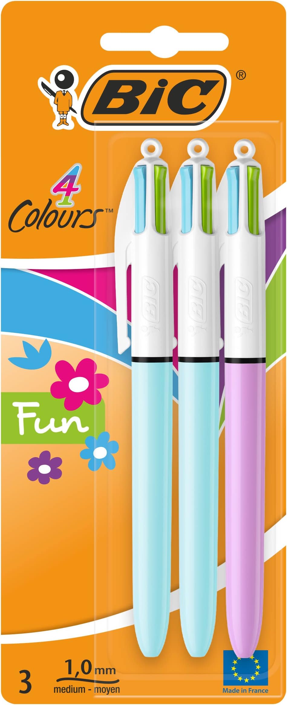 BIC 4 Colours Fun Retractable Ballpoint Pens with Four Ink Colours and ...