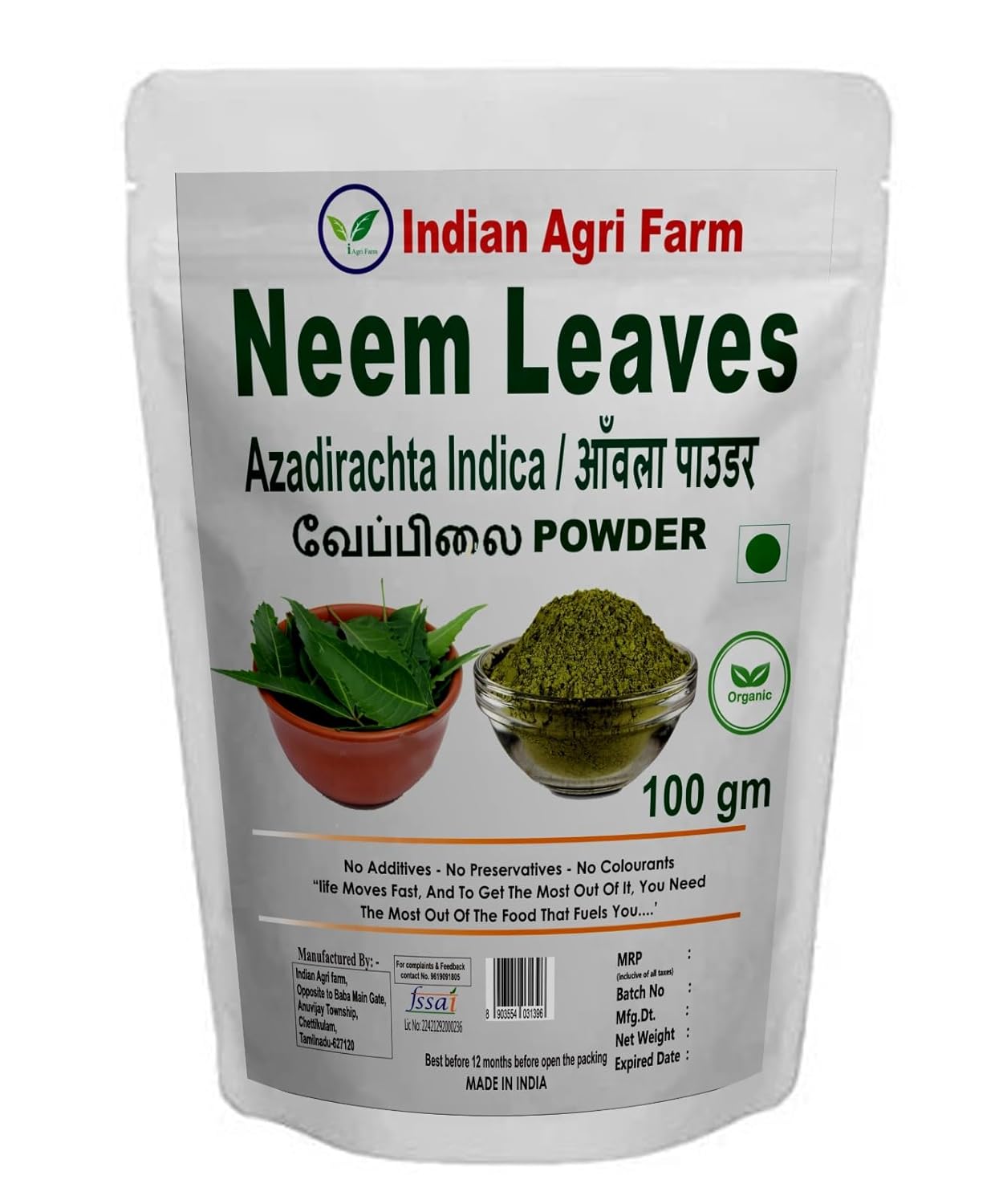 Iagrifarm Neem Leaves Powder - 100 Gram/Veppilai/Azadirachta Indica ...