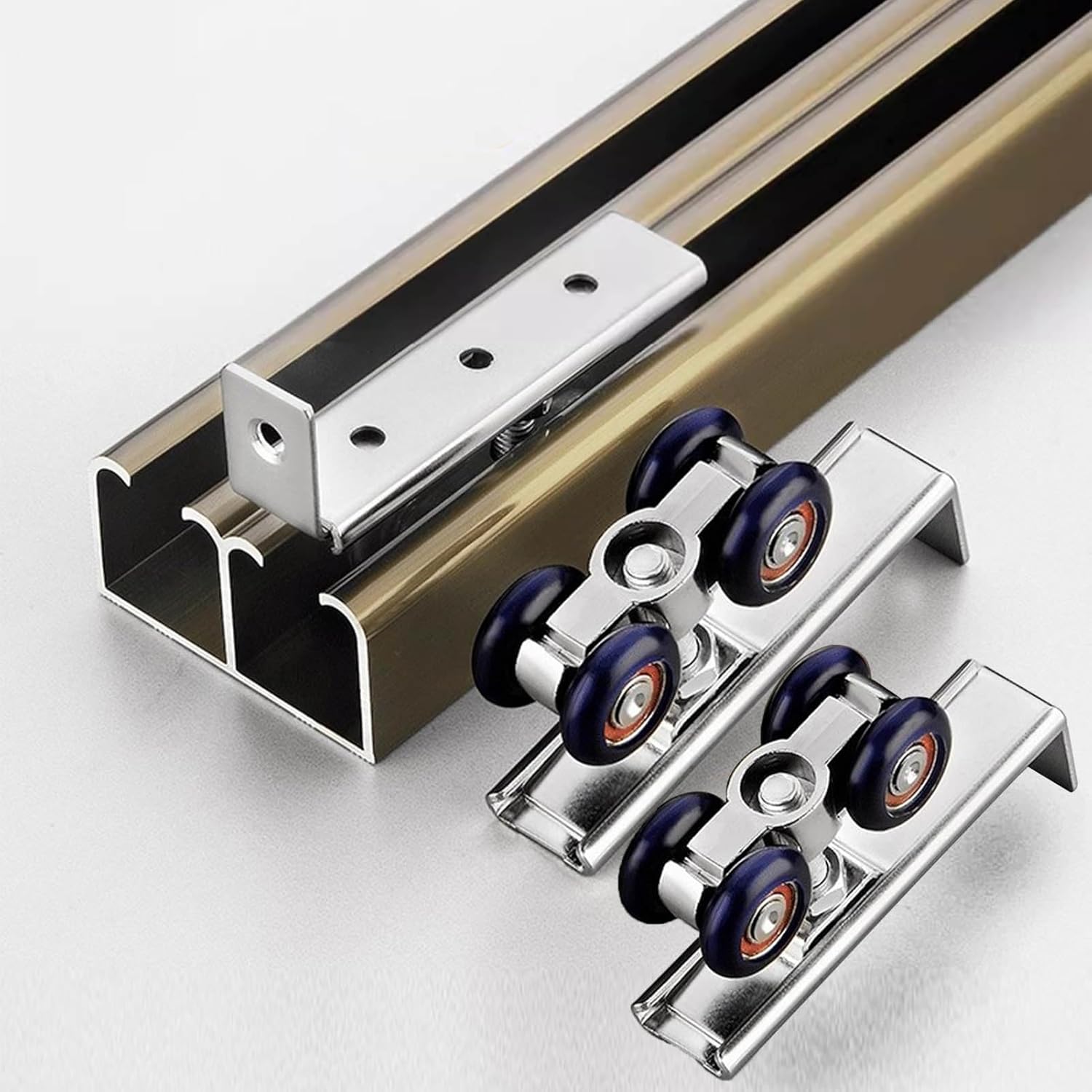 Double Track Bypass Sliding Barn Door Hardware Kit, Commercial Aluminum ...