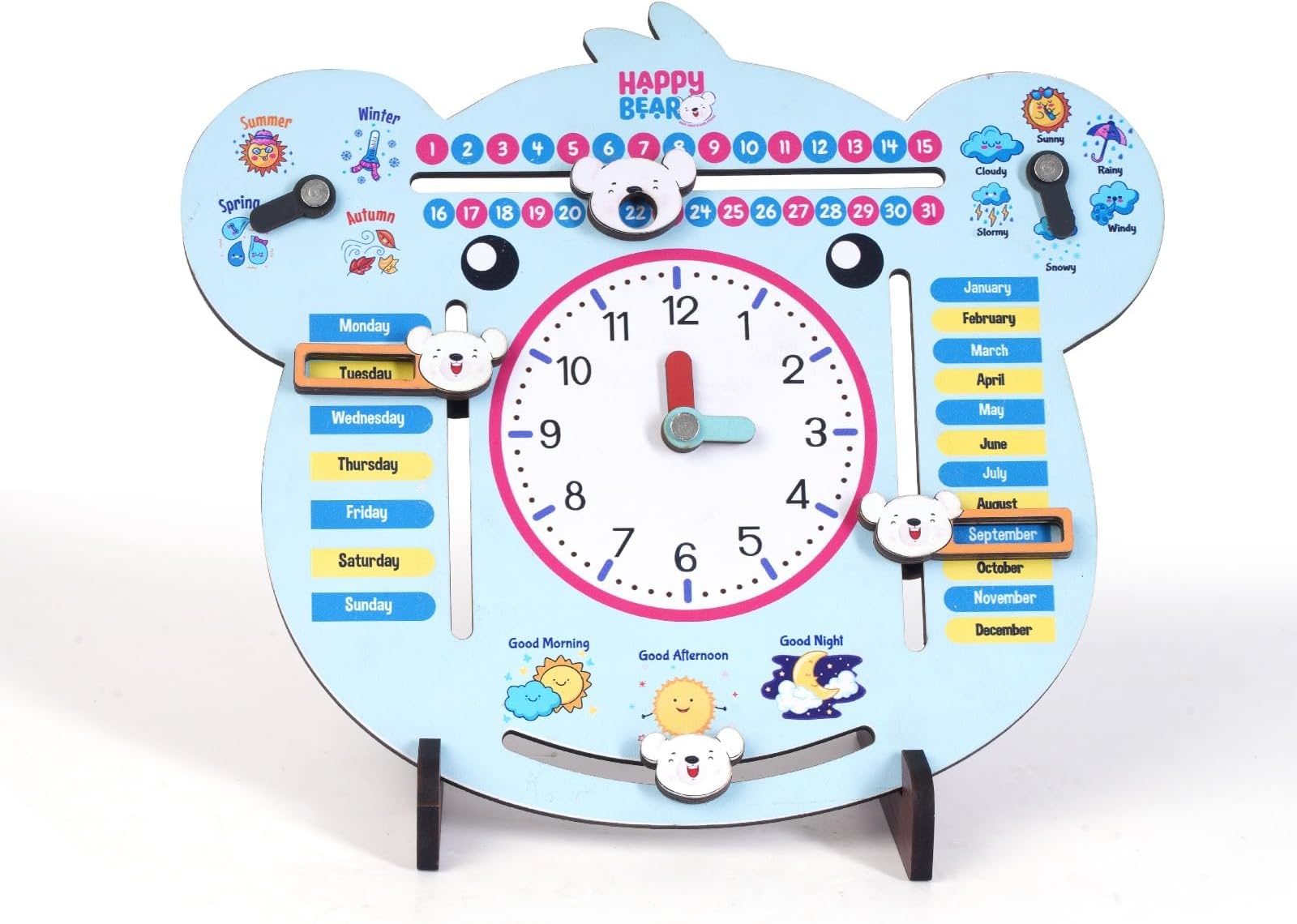 Buy TRU TOYS Wooden Montessori Analog Clock for Kids, Preschool Number ...