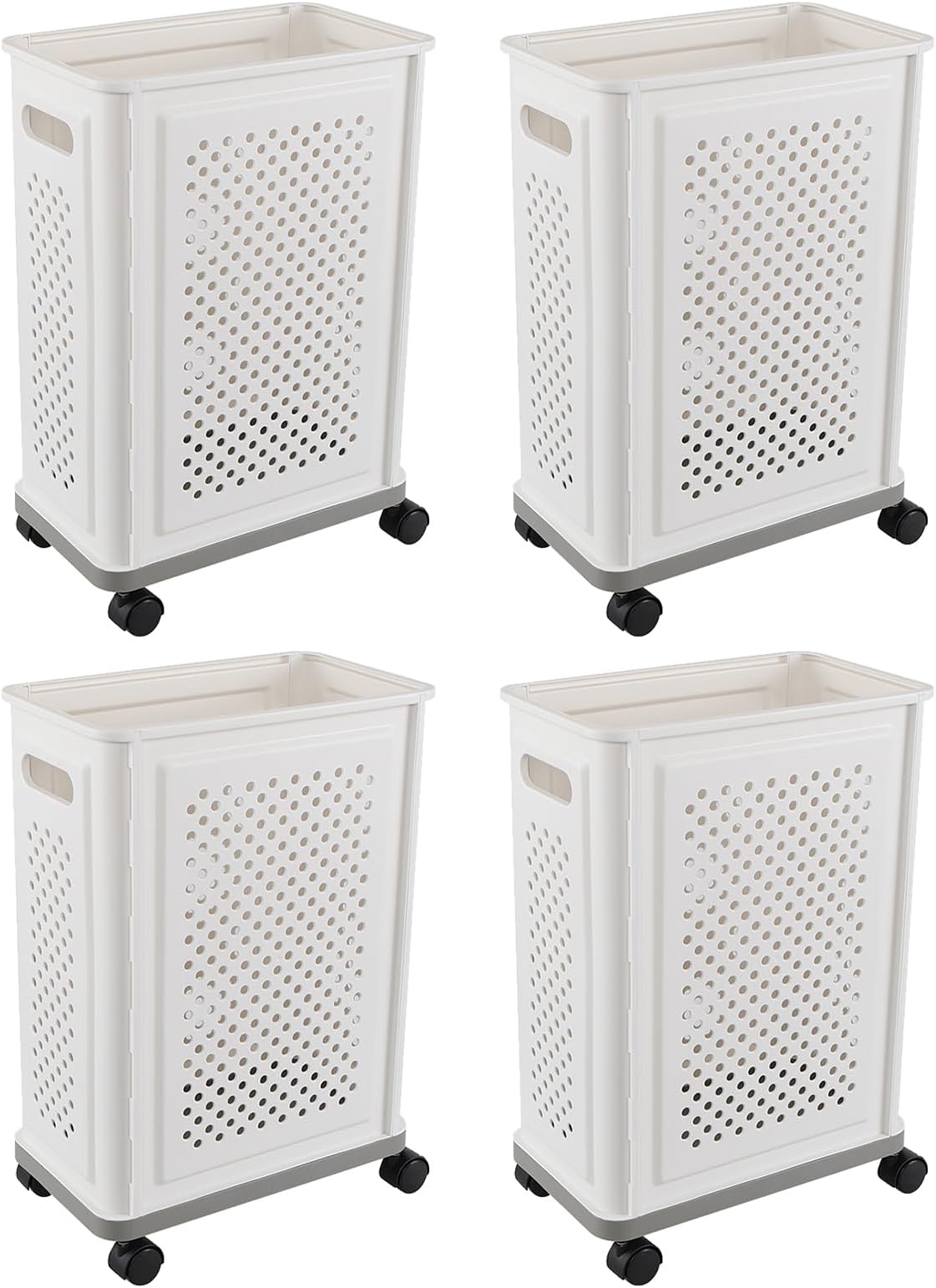 Amazon.com: Buyitt 4 Packs Plastic Rolling Slim Plastic Laundry Basket ...