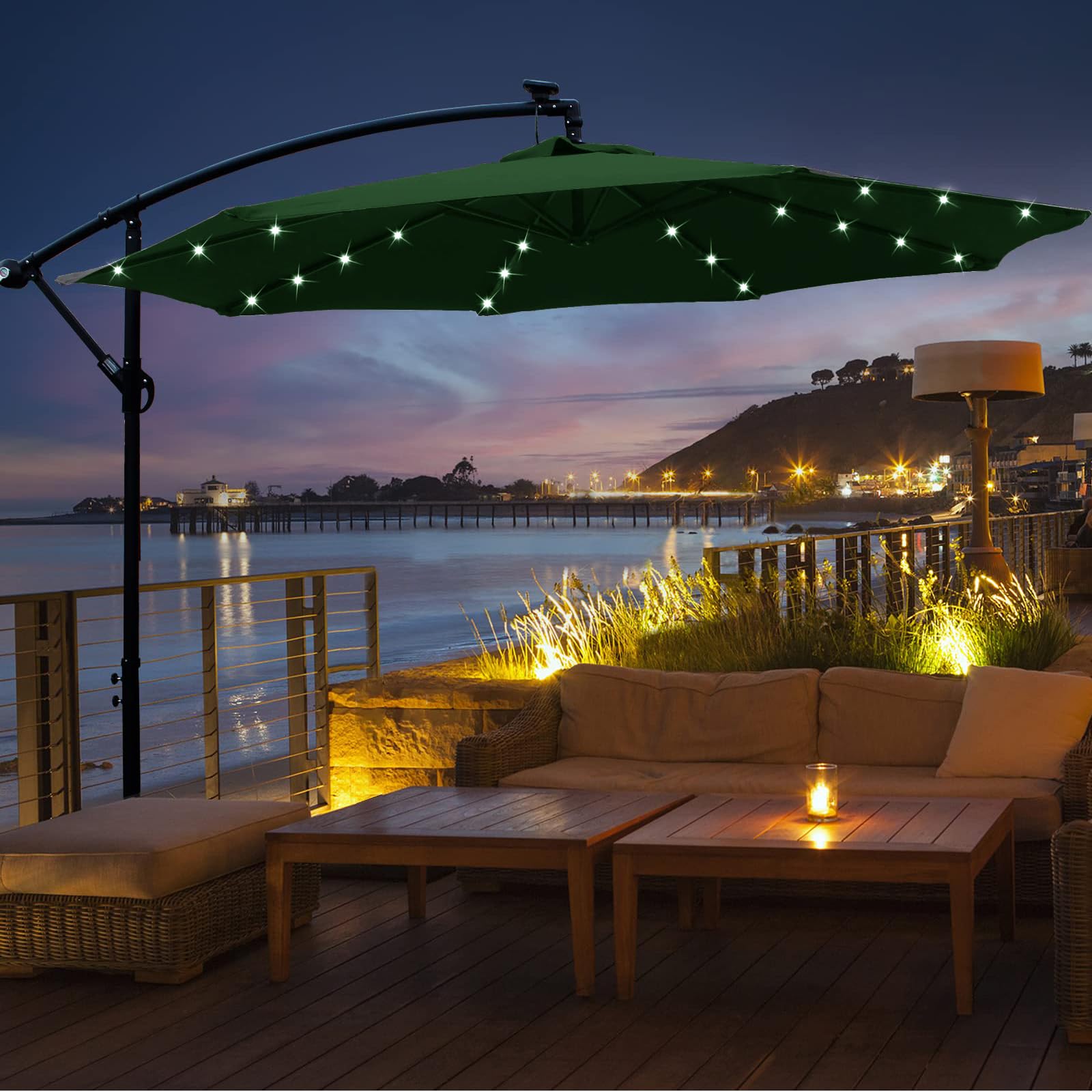 Amazon.com: SUNLAX Solar Offset Umbrella, 10ft Cantilever Hanging Dark ...