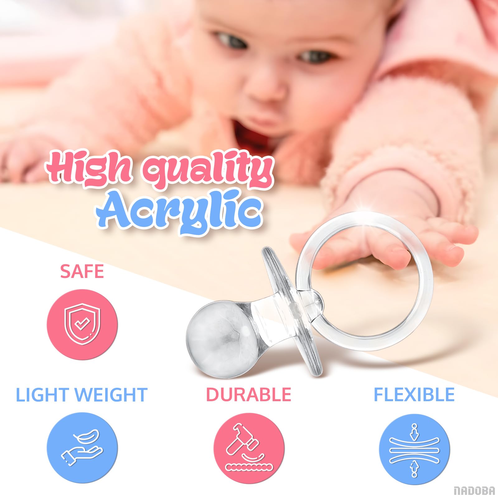 Snapklik.com : 48 Pcs Plastic Pacifiers For Baby Shower Game - Baby ...