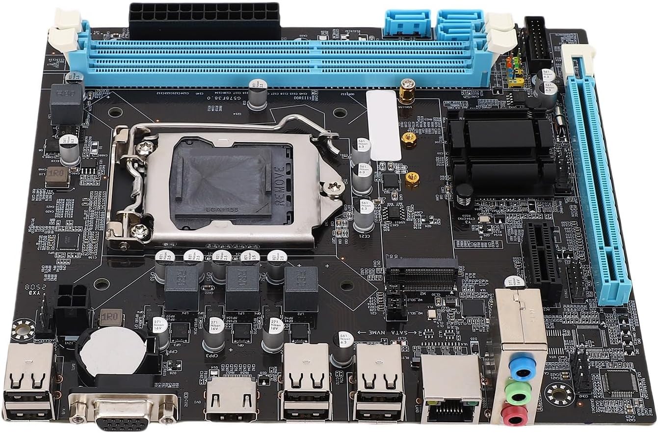 LGA 1155 2nd Gaming Motherboard for Desktop PC, H61 6 USB2.0 DDR3 M.2 NVMe NGFF 100Mbps LAN ...