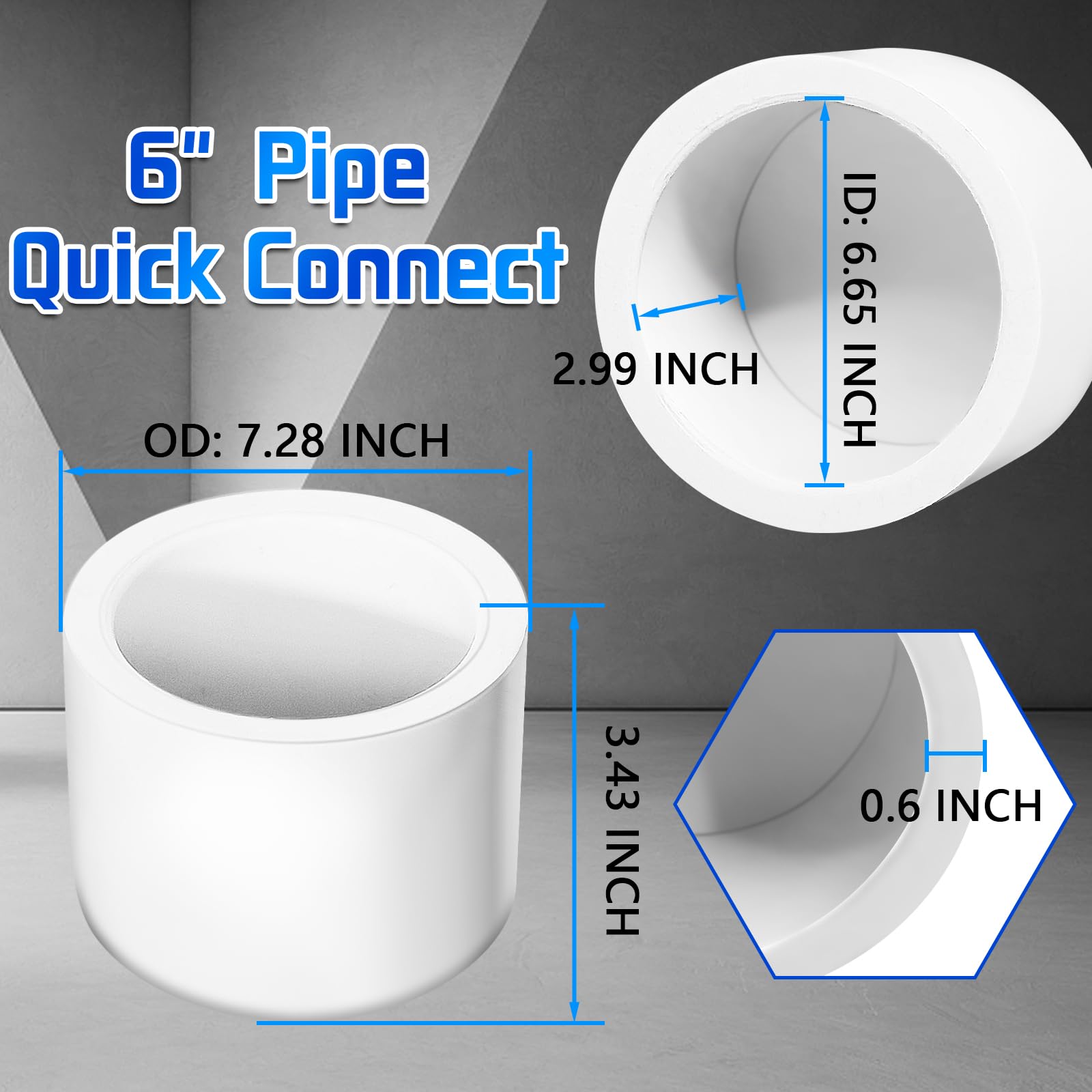 Snapklik.com : 6inch White PVC Pipe End Cap Plug, 1Pc PVC Pipe Plug ...