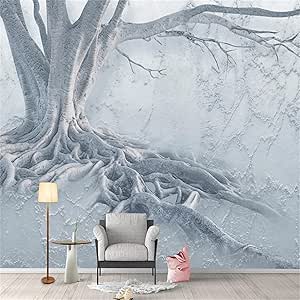 Grey Tree Root Relief Plant Wall Murals, 3D Stereo Background Mural ...